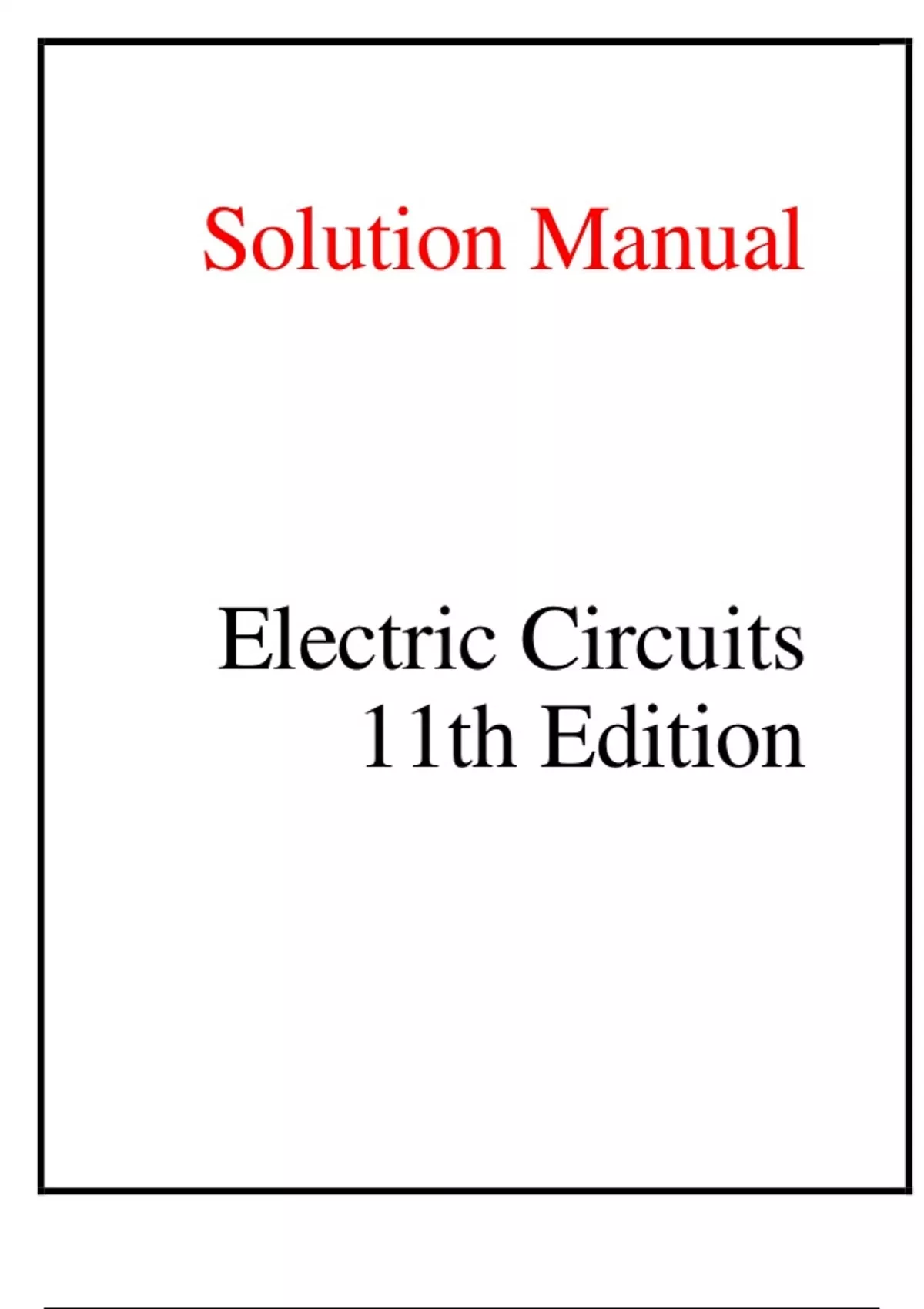 Solution Manual for Electric Circuits 11th Edition by James Nilsson ...