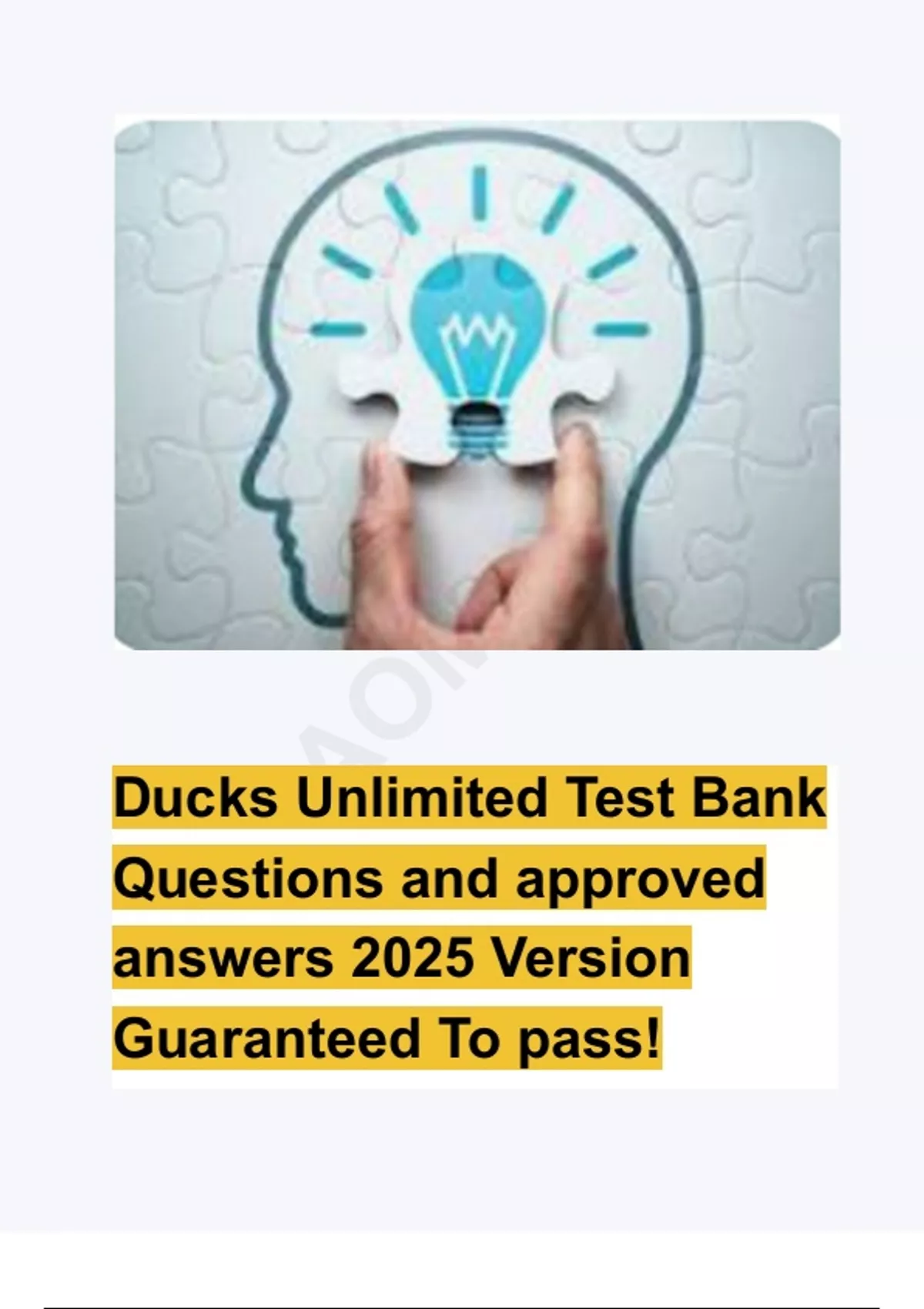 Ducks Unlimited Test Bank Questions and approved answers 2025 Version ...