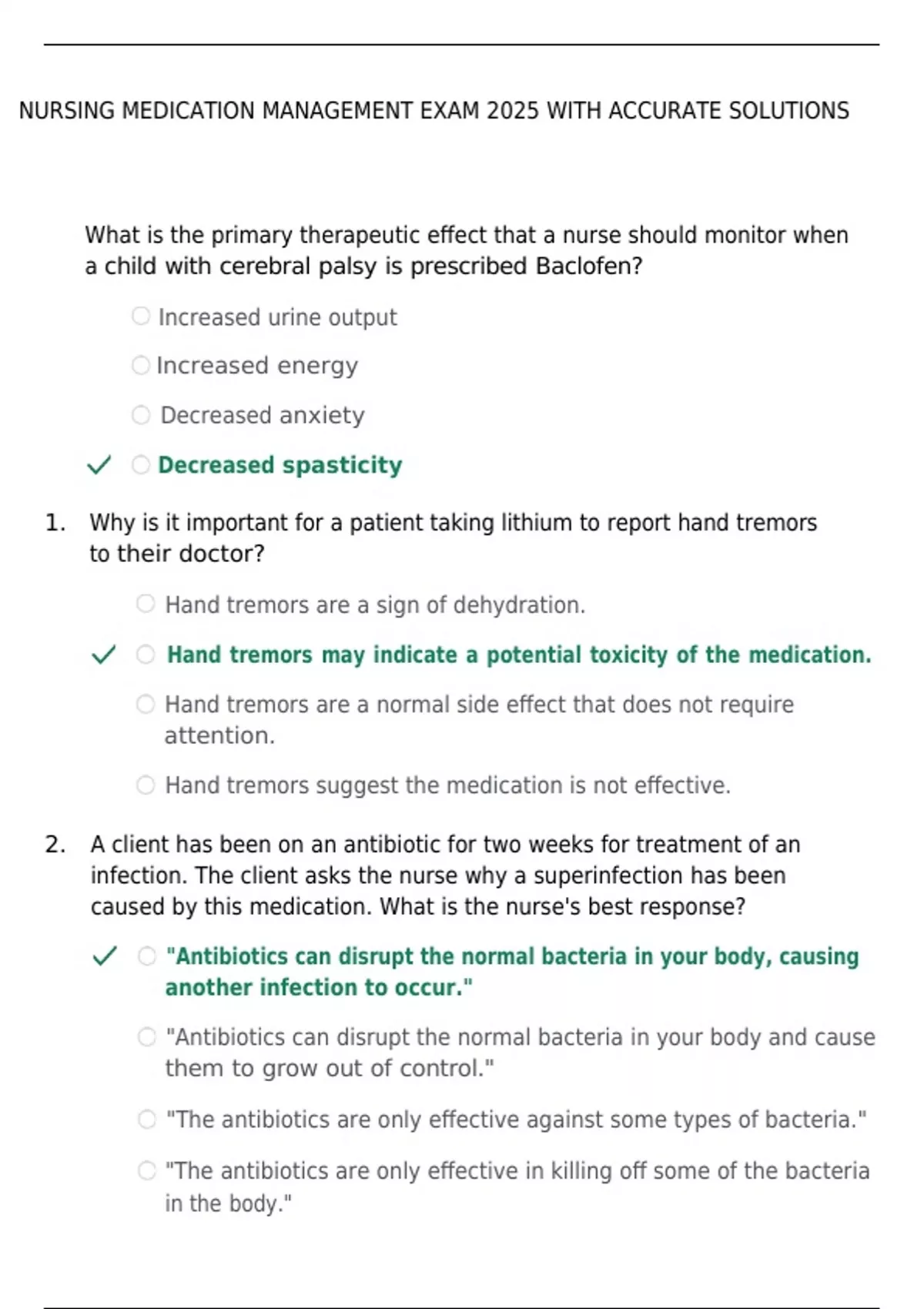 NURSING MEDICATION MANAGEMENT EXAM 2025 WITH ACCURATE SOLUTIONS ...