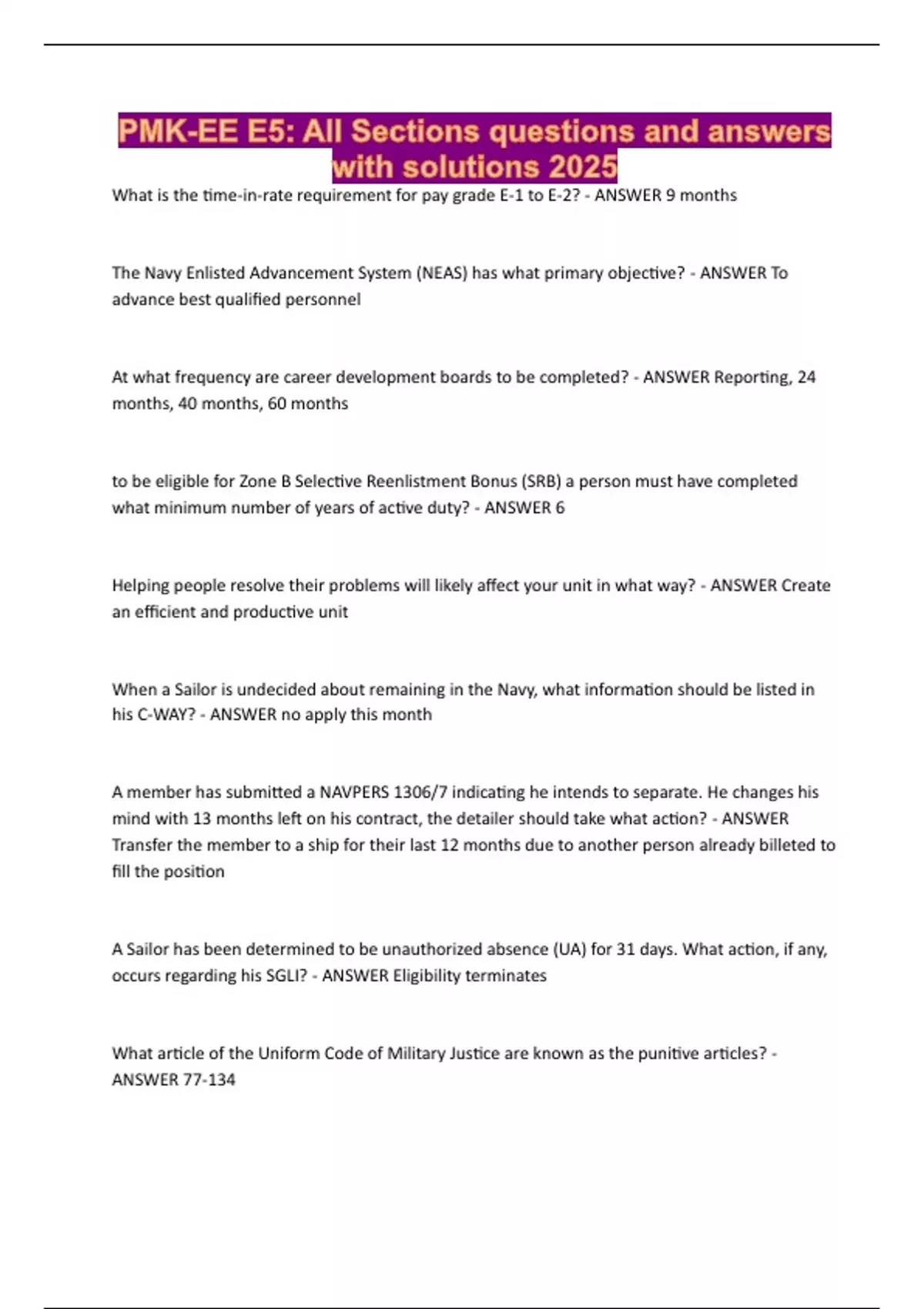 PMK-EE E5: All Sections questions and answers with solutions 2025 - PMK ...