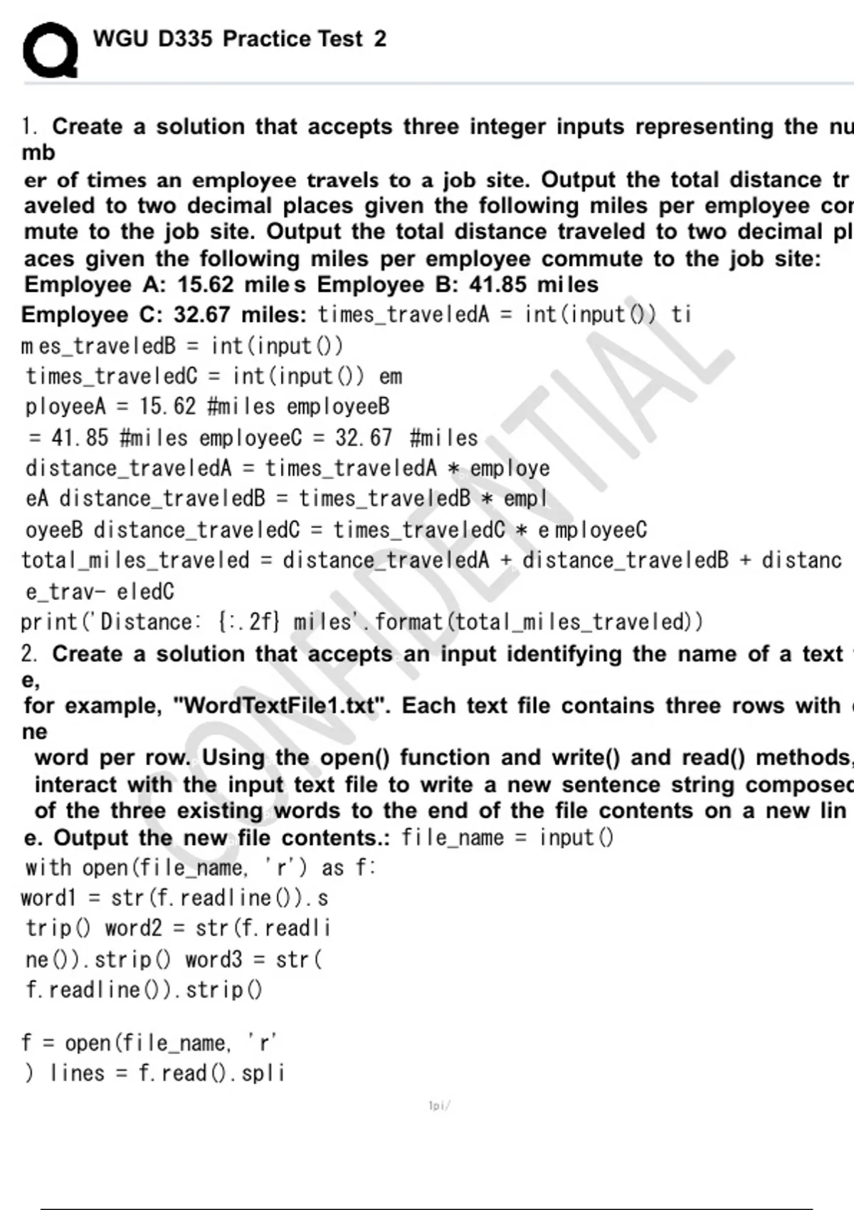 WGU D335 QUESTIONS AND ANSWERS NEWEST WITH COMPLETE SOLUTION - WGU D335 - Stuvia US
