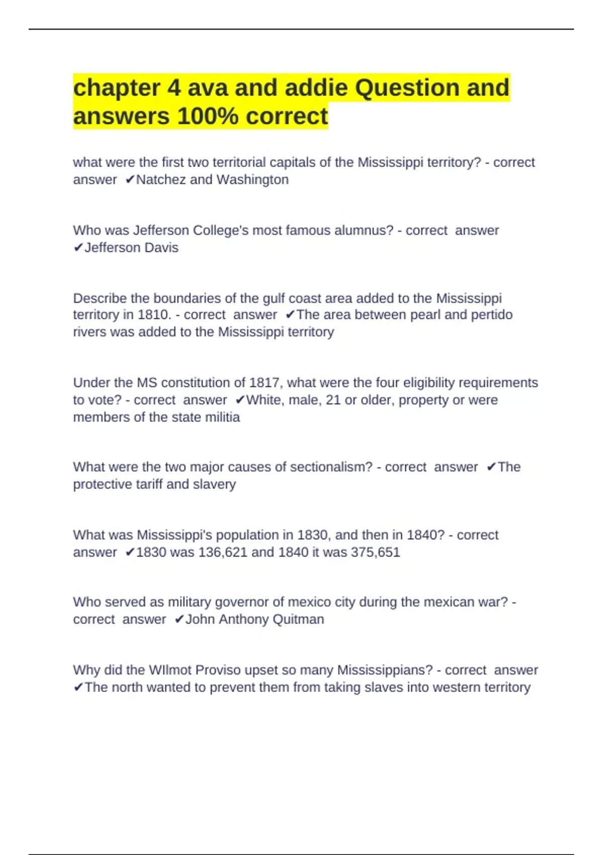 chapter 4 ava and addie Question and answers 100% correct - AVA - Stuvia US