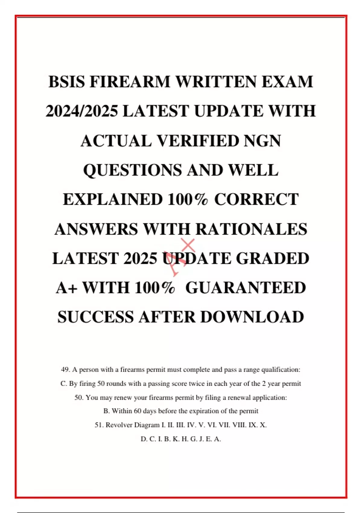 BSIS FIREARM WRITTEN EXAM 2024/2025 LATEST UPDATE WITH ACTUAL VERIFIED ...