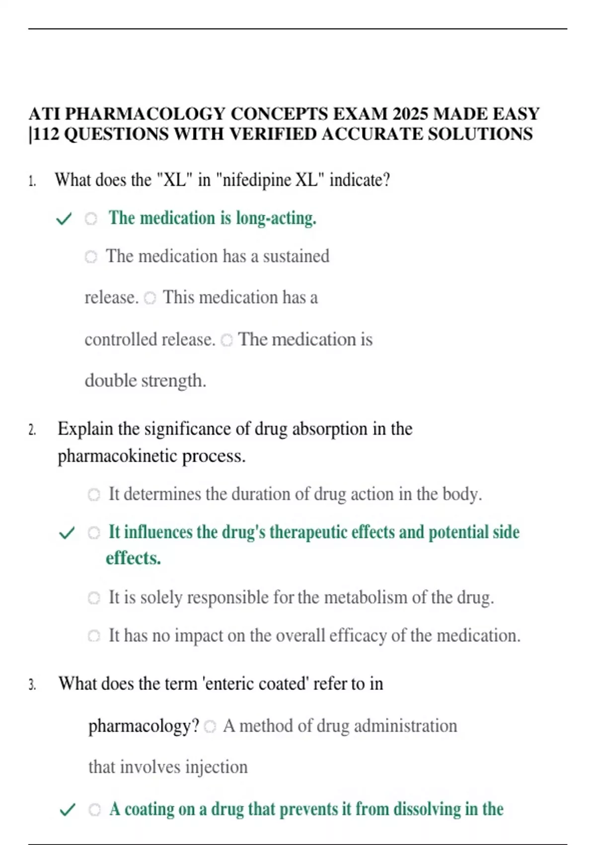 ATI PHARMACOLOGY CONCEPTS EXAM 2025 MADE EASY |112 QUESTIONS WITH ...