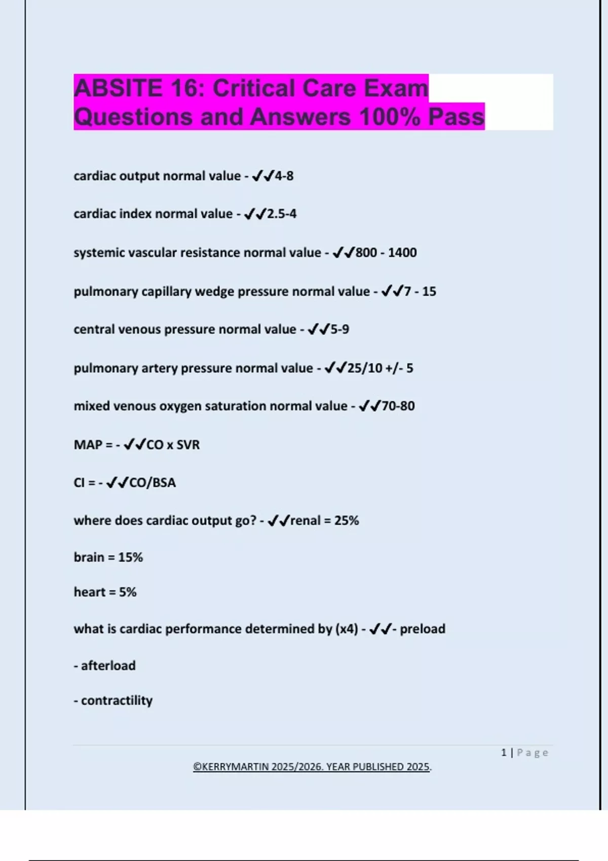 ABSITE 16: Critical Care Exam Questions and Answers 100% Pass - ABSITE ...