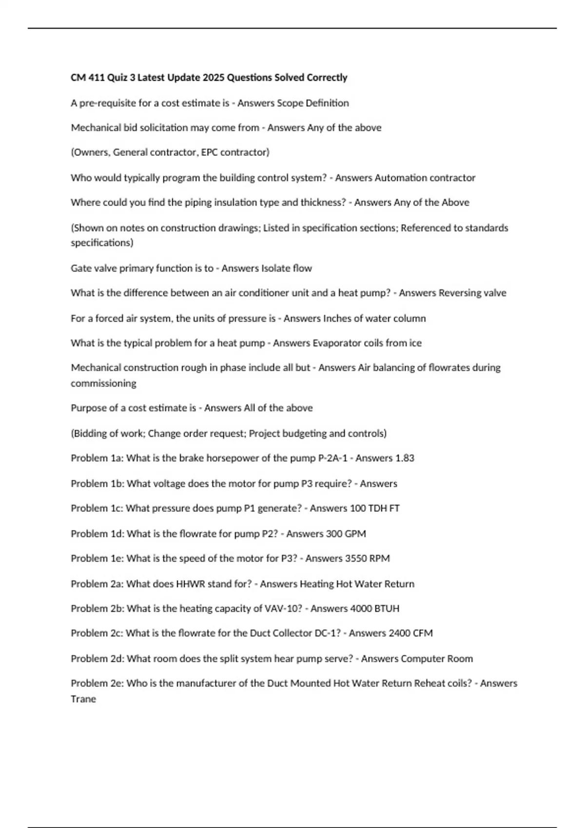 CM 411 Quiz 3 Latest Update 2025 Questions Solved Correctly - CM 411 ...