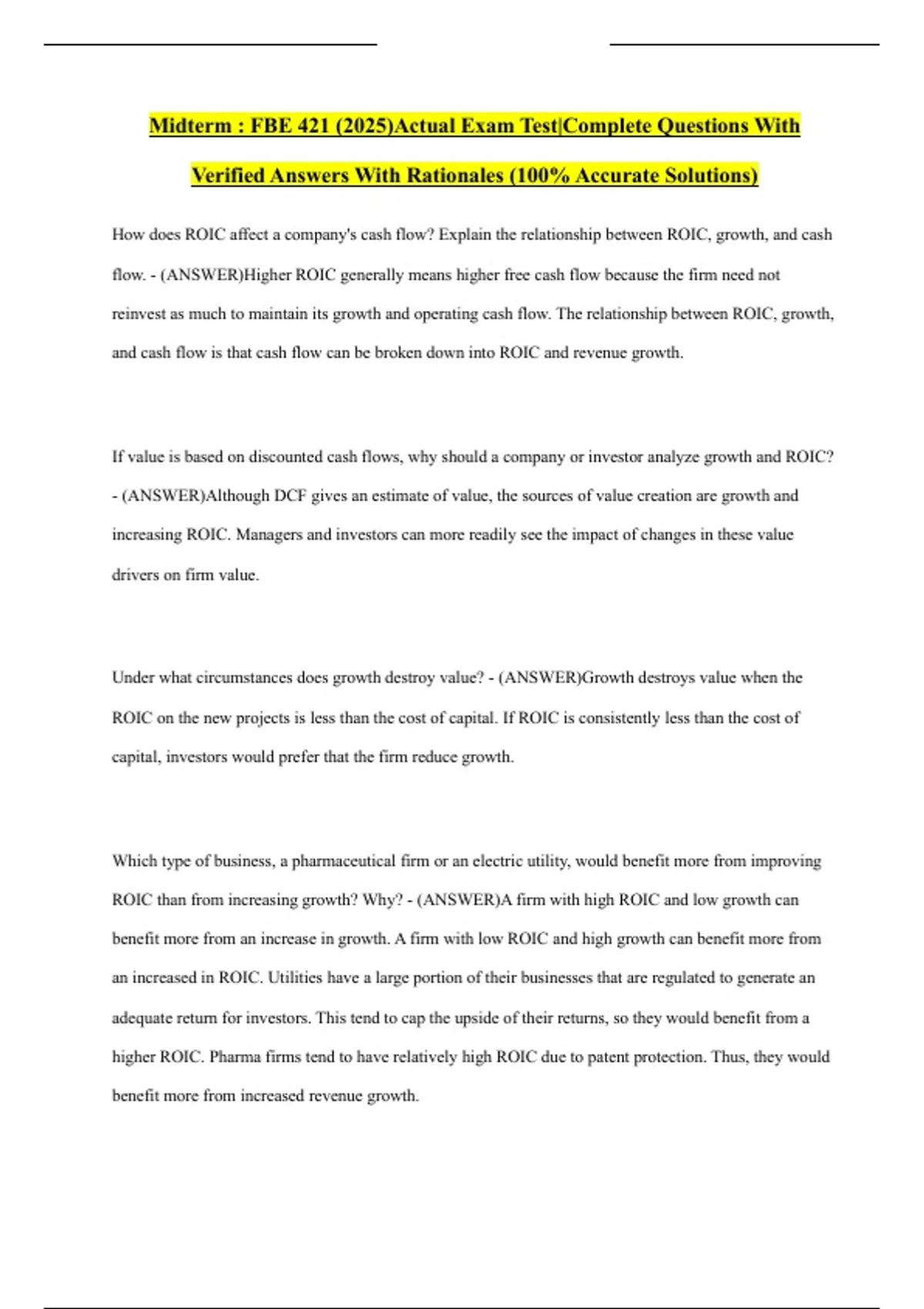 2025 UPDATED |FBE 421 ACTUAL Midterm & Final Exam | COMPLETE QUESTIONS AND 100% ACCURATE ANSWERS ...