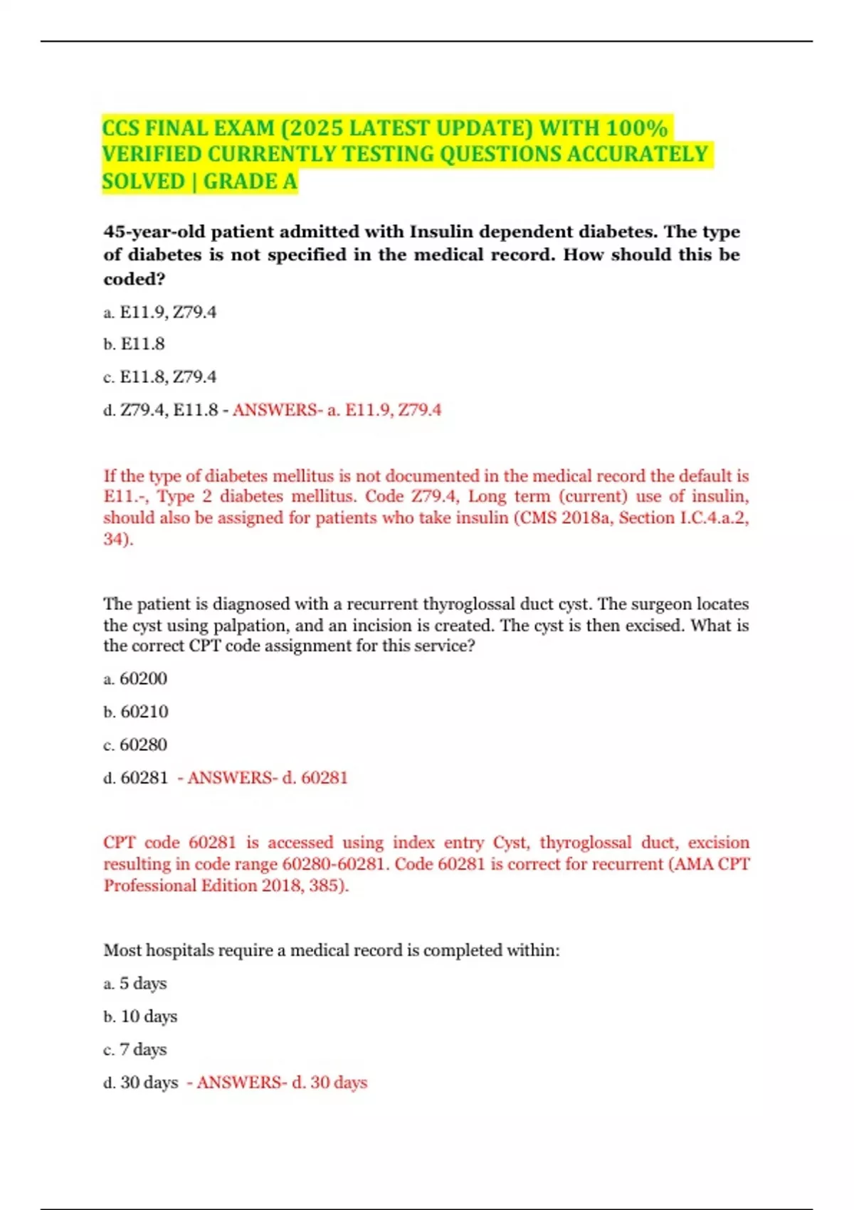 CCS FINAL EXAM (2025 LATEST UPDATE) WITH 100% VERIFIED CURRENTLY ...