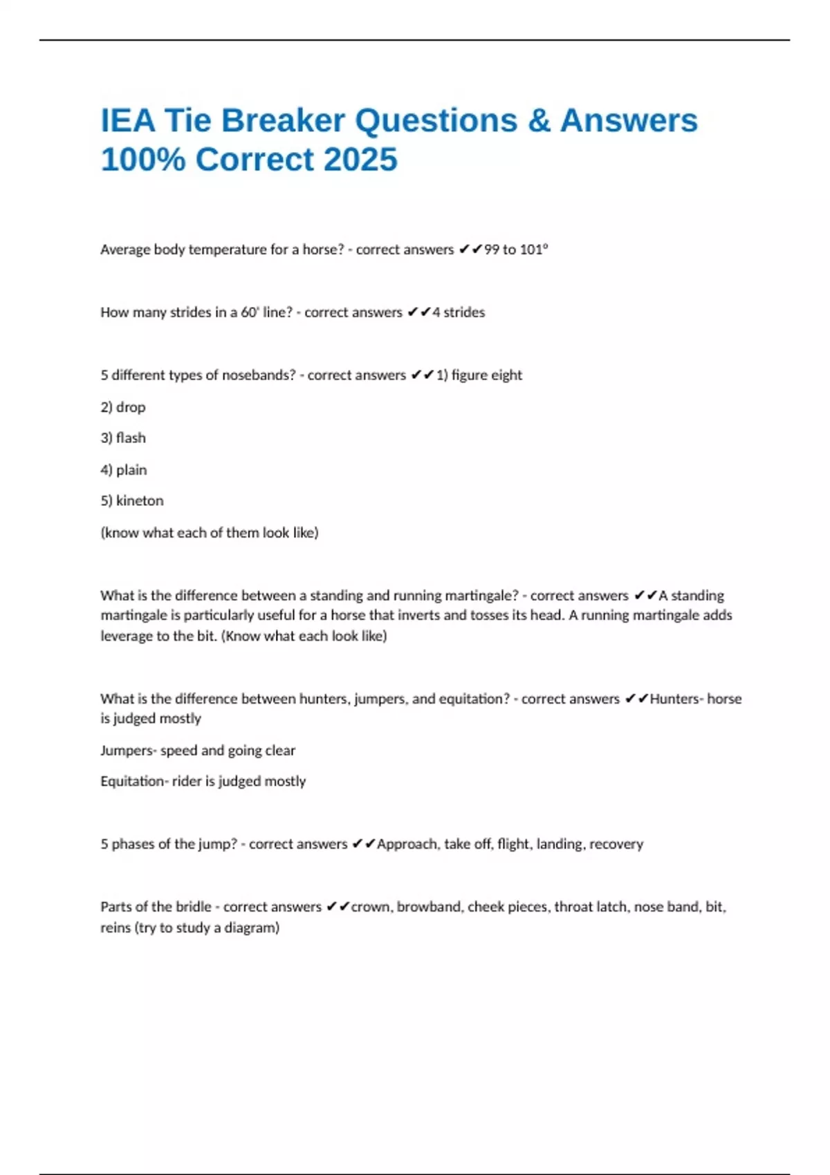 IEA Tie Breaker Questions & Answers 100% Correct 2025 - IEA Tie Breaker ...
