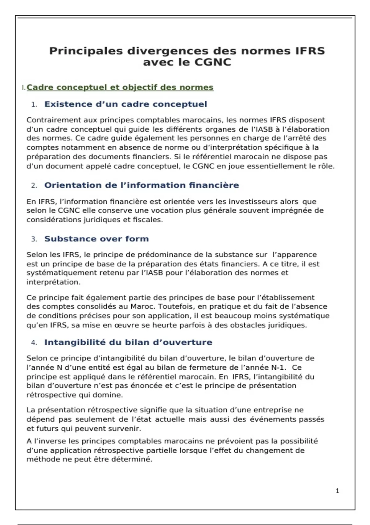 Résumé Principales divergences des normes IFRS avec le CGNC - AC02BA0125 - Stuvia US