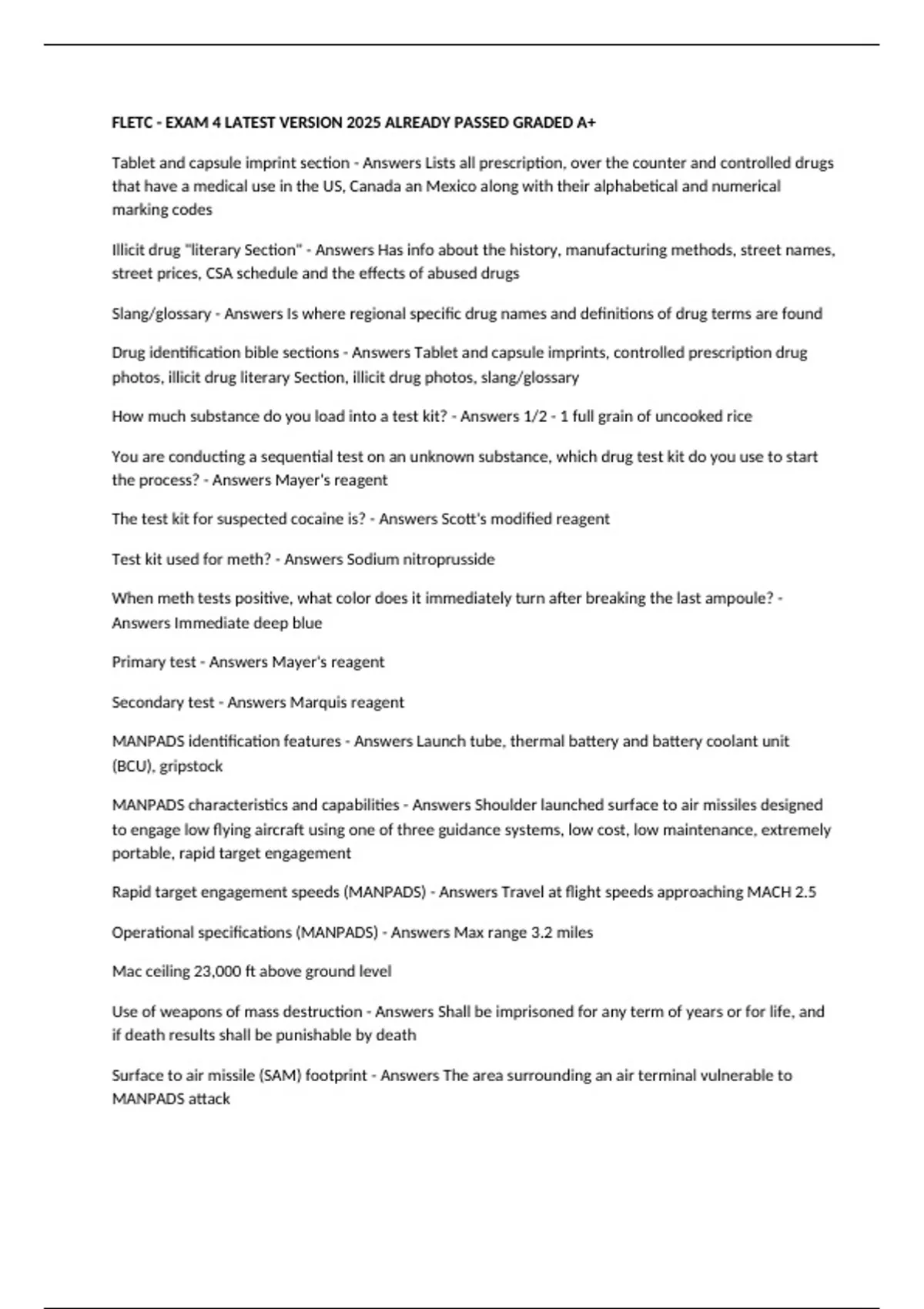 FLETC Exam 5 Solution Manual Fully Solved Latest Update 2025 - FLETC ...