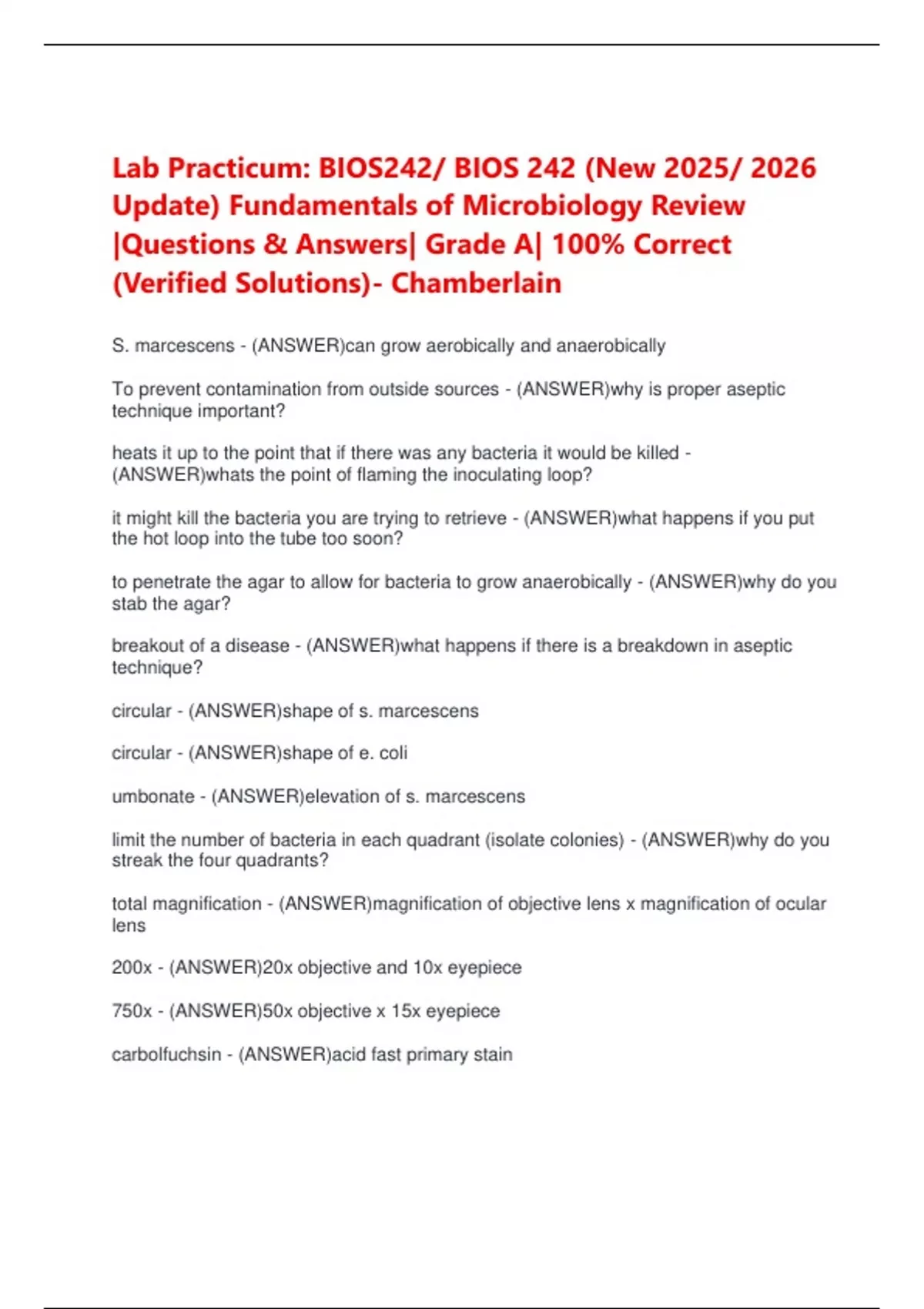 Lab Practicum: BIOS251/ BIOS 251 (New 2025/ 2026 Update) Anatomy and ...