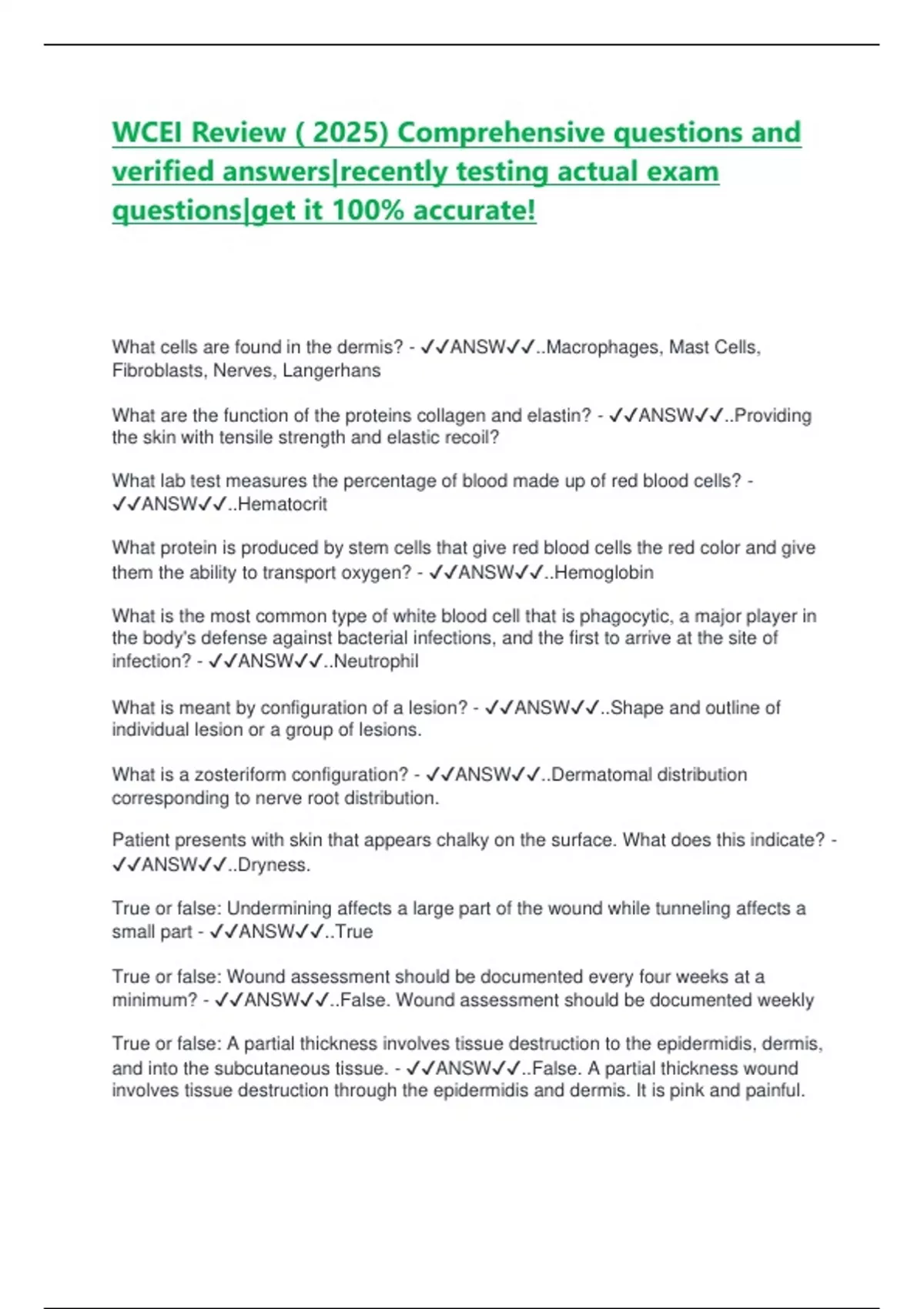 WCEI Review ( 2025) Comprehensive questions and verified answers ...