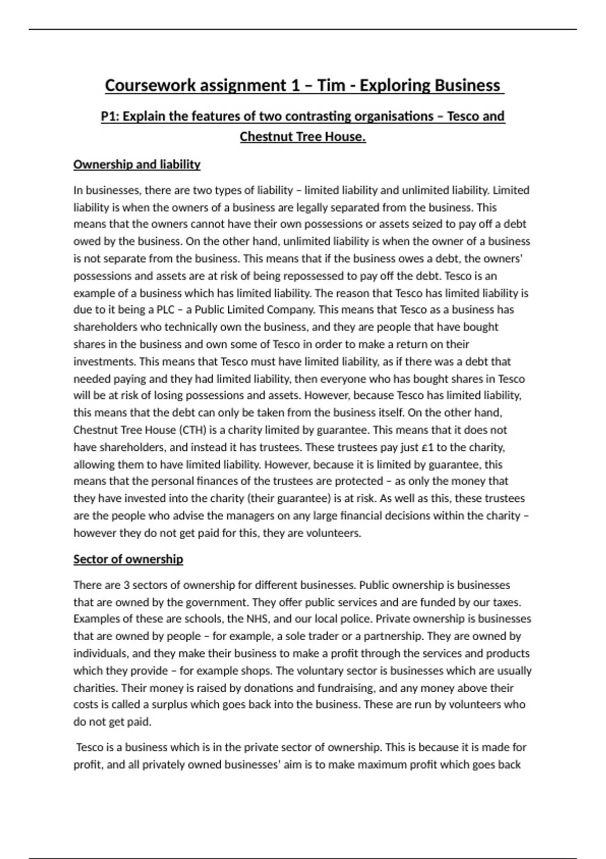 Unit 1 Exploring Business Assignment 1 Distinction Grade Unit 1 Exploring Business Stuvia Uk