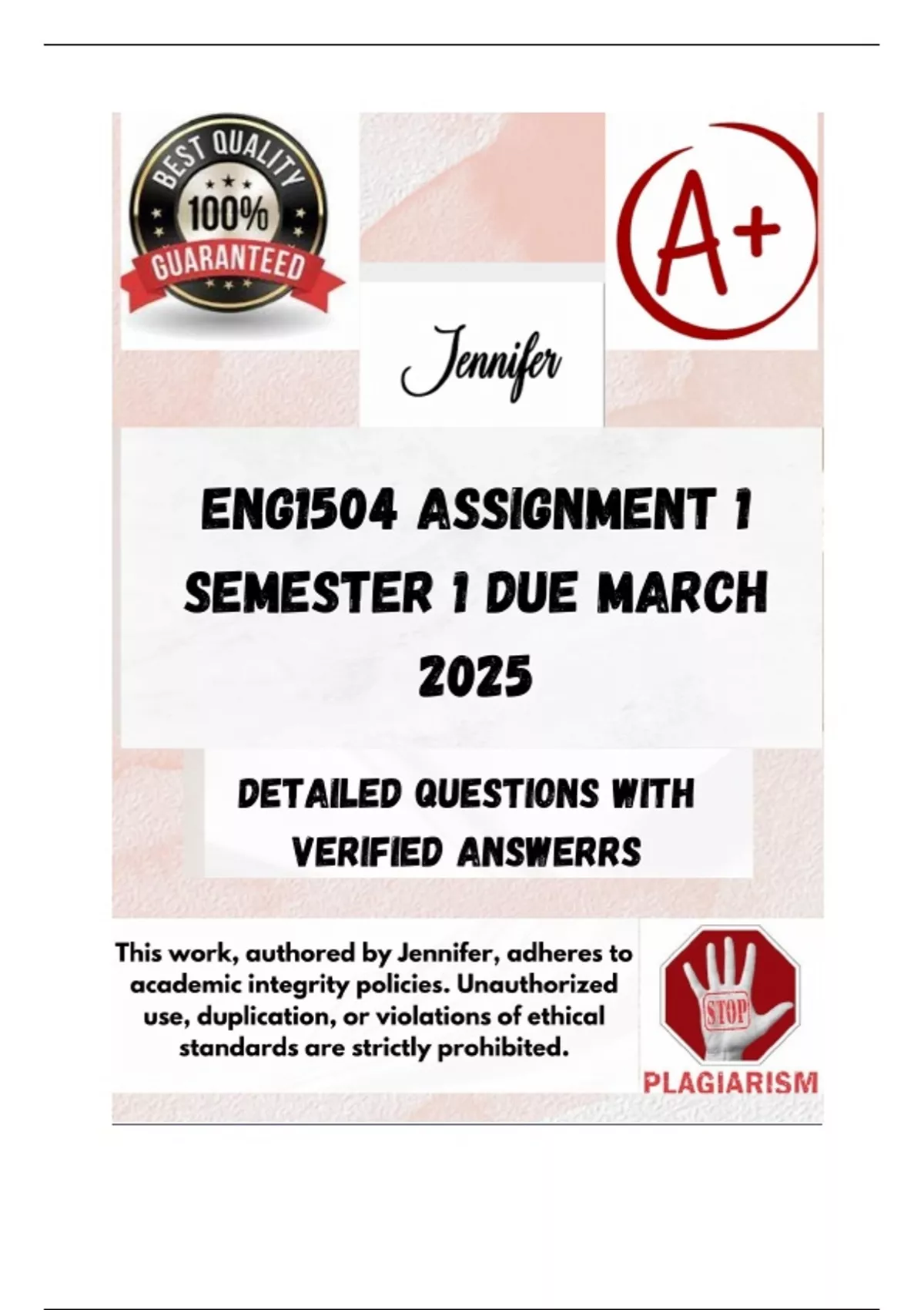 ENG1504 Assignment 1 (COMPLETE ANSWERS) Semester 1 2025 -March 2025 ...