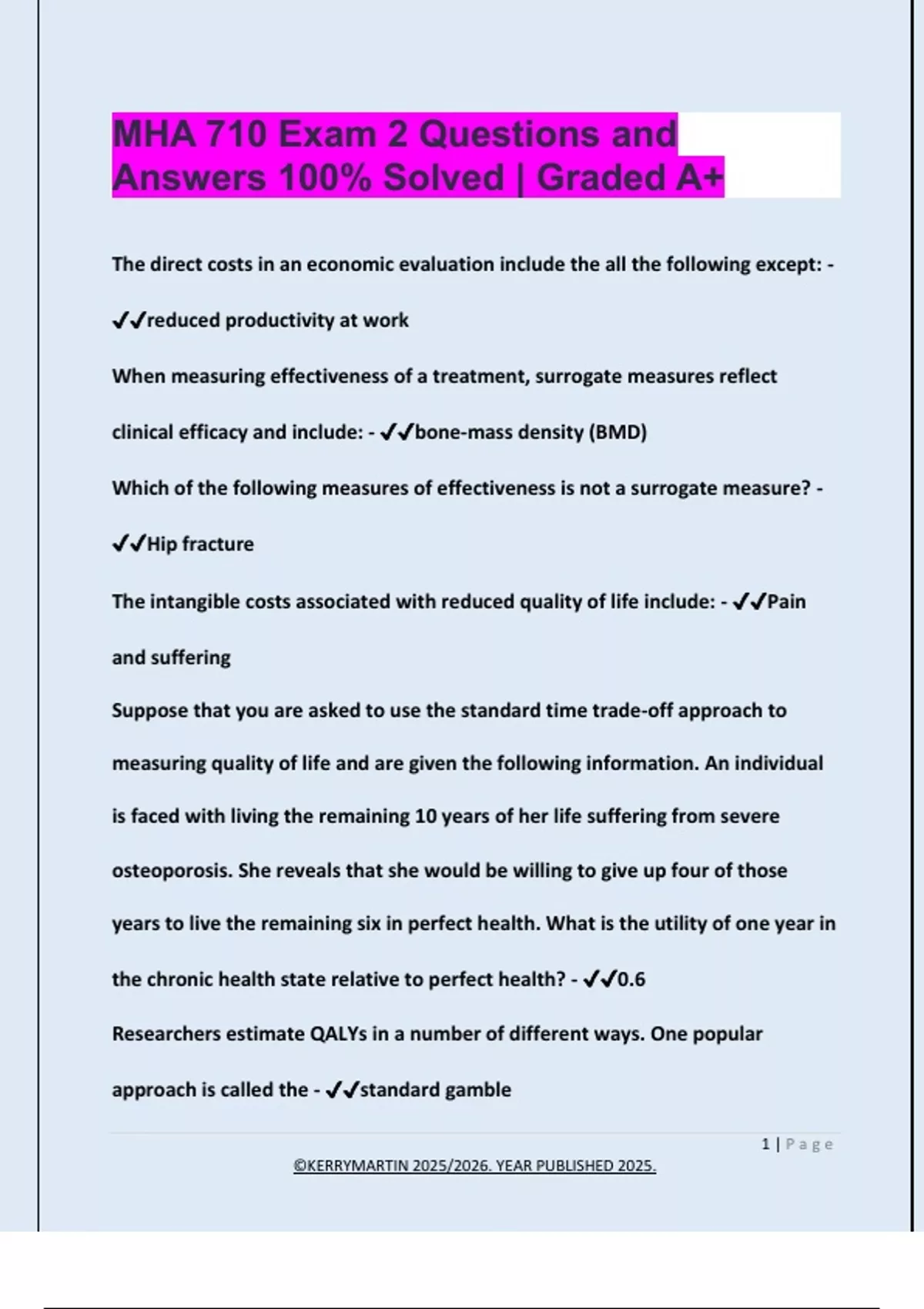 MHA 710 Exam 2 Questions and Answers 100% Solved | Graded A+ - MHA ...