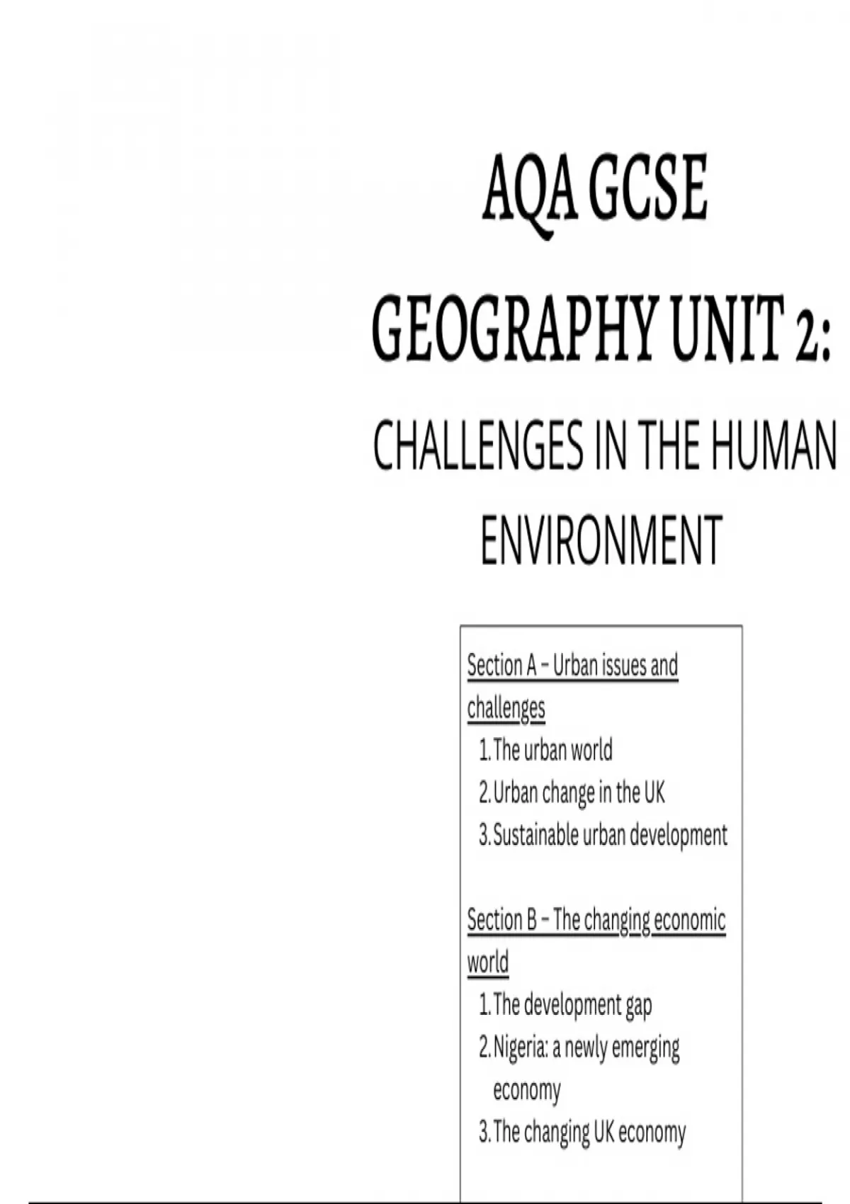 Summary AQA GSE Geography Unit 2 - Revision Guide - Geography - Stuvia UK