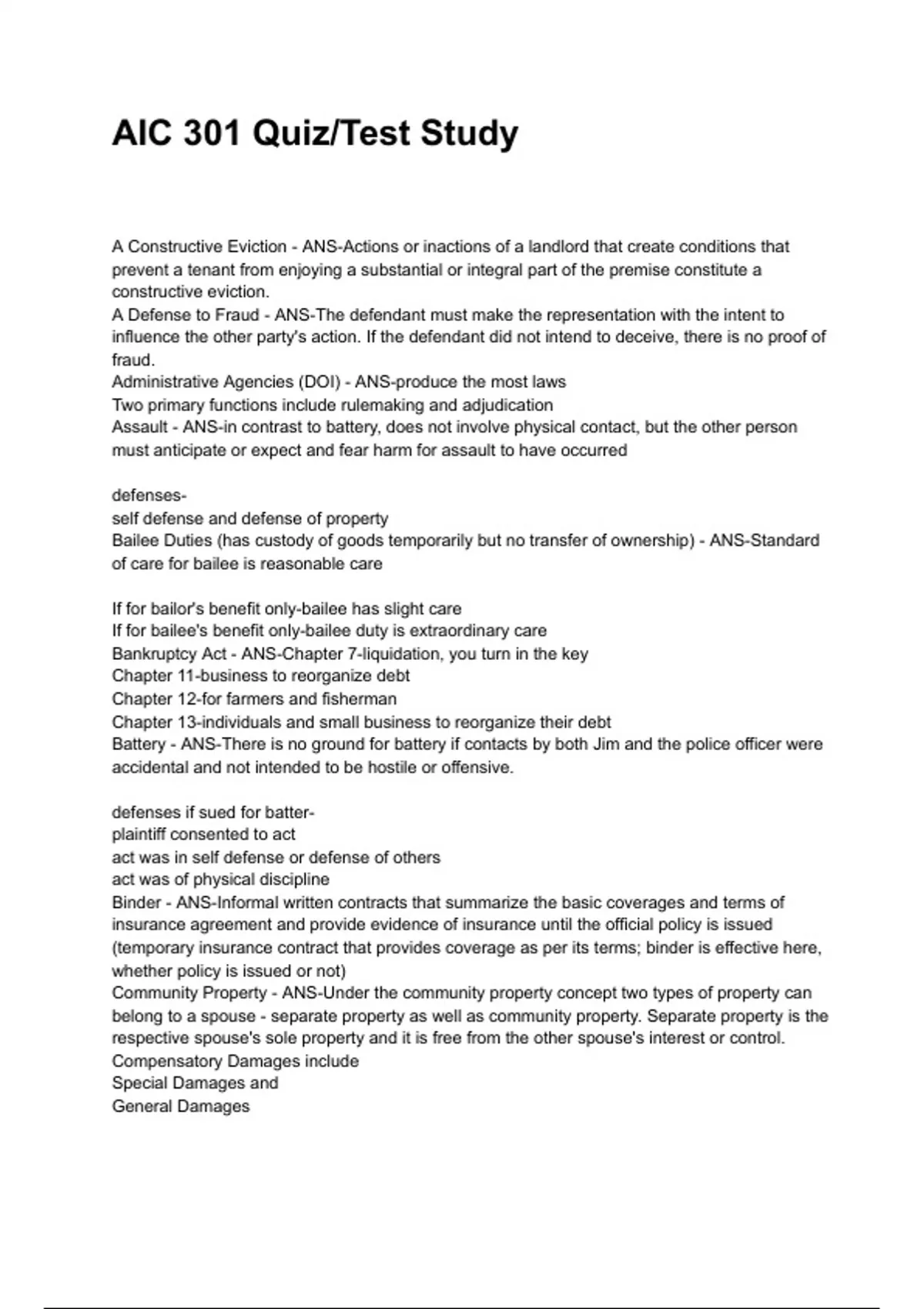 AIC 301 Quiz/Test Study NEWEST 2025/2026 ACTUAL EXAM COMPLETE QUESTIONS ...