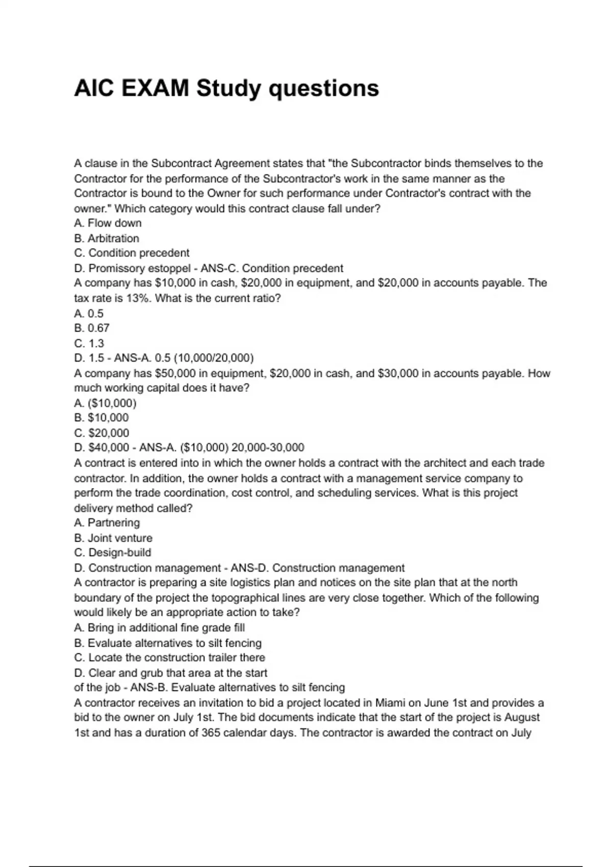 AIC EXAM Study questions NEWEST 2025/2026 ACTUAL EXAM COMPLETE ...