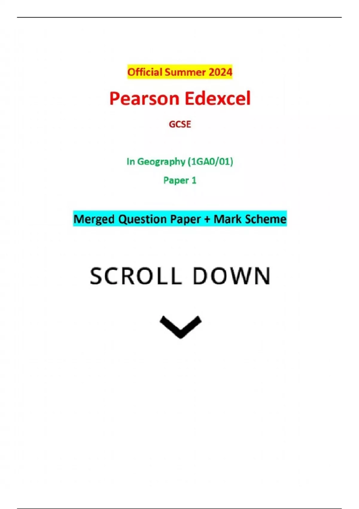 Actual 2024 AQA GCSE DESIGN AND TECHNOLOGY 8552/W Unit 1 Merged ...