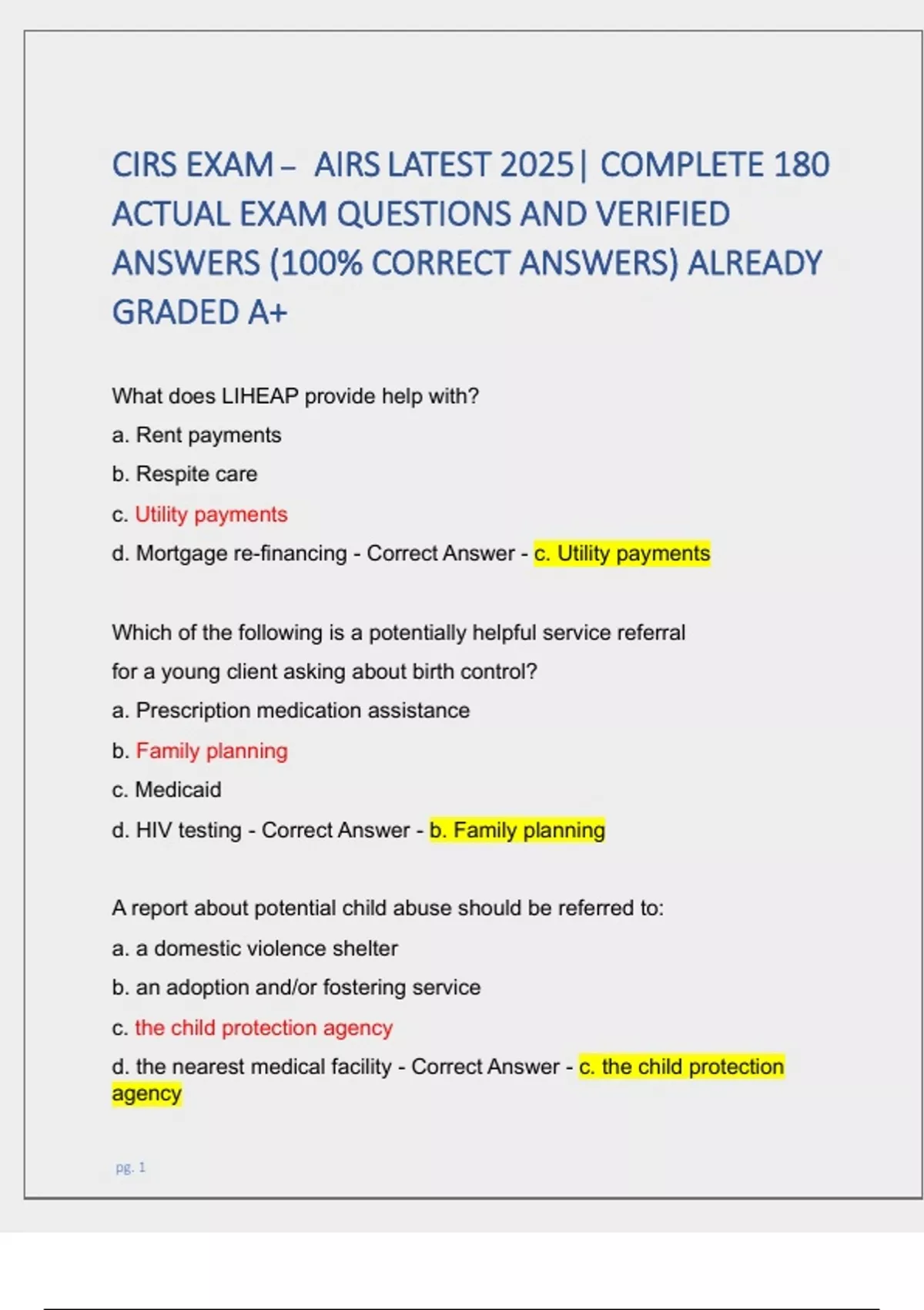 CIRS EXAM – AIRS LATEST 2025| COMPLETE 180 ACTUAL EXAM QUESTIONS AND ...