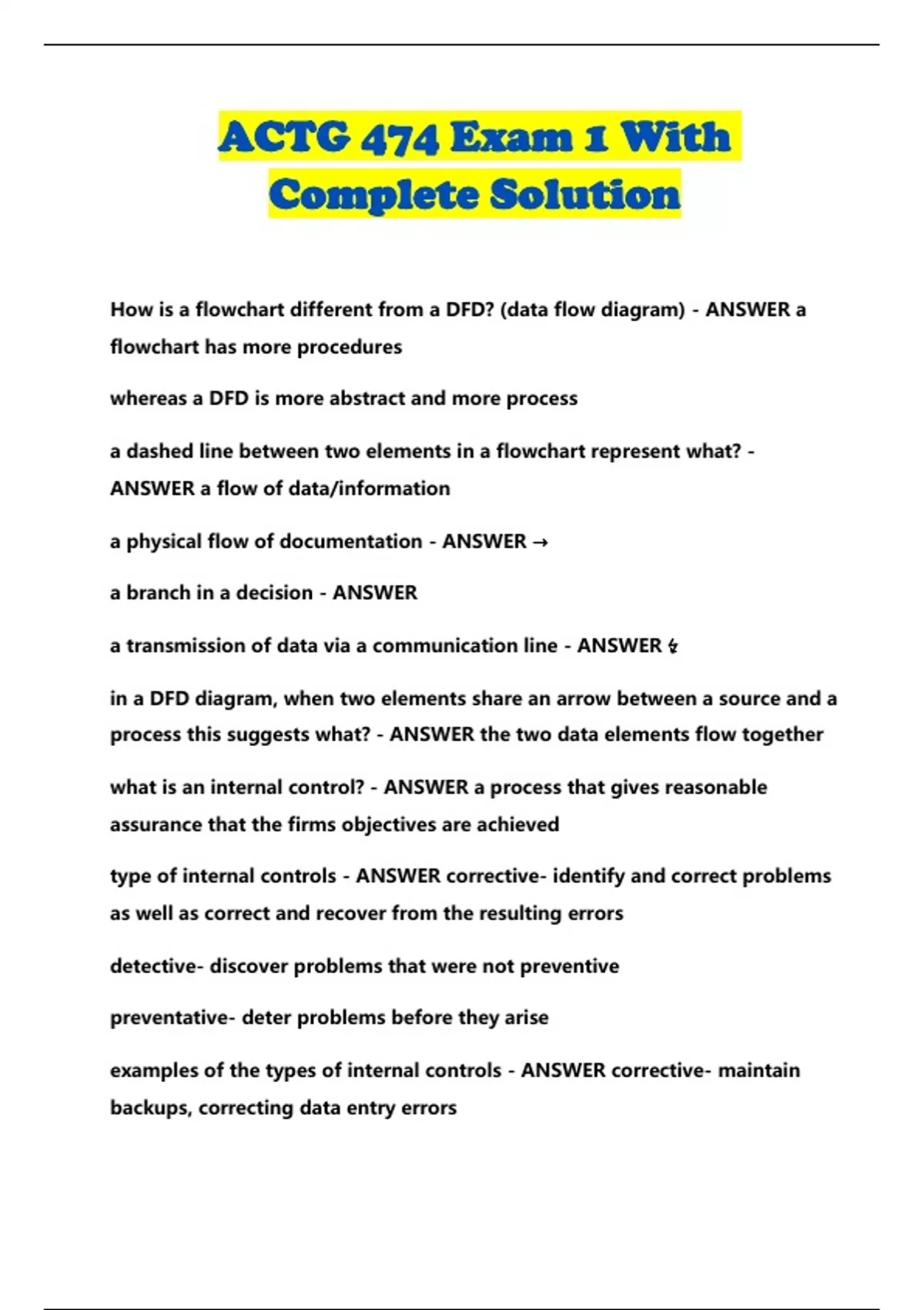 ACTG 474 Exam 1 With Complete Solution - ACTG 474 - Stuvia US