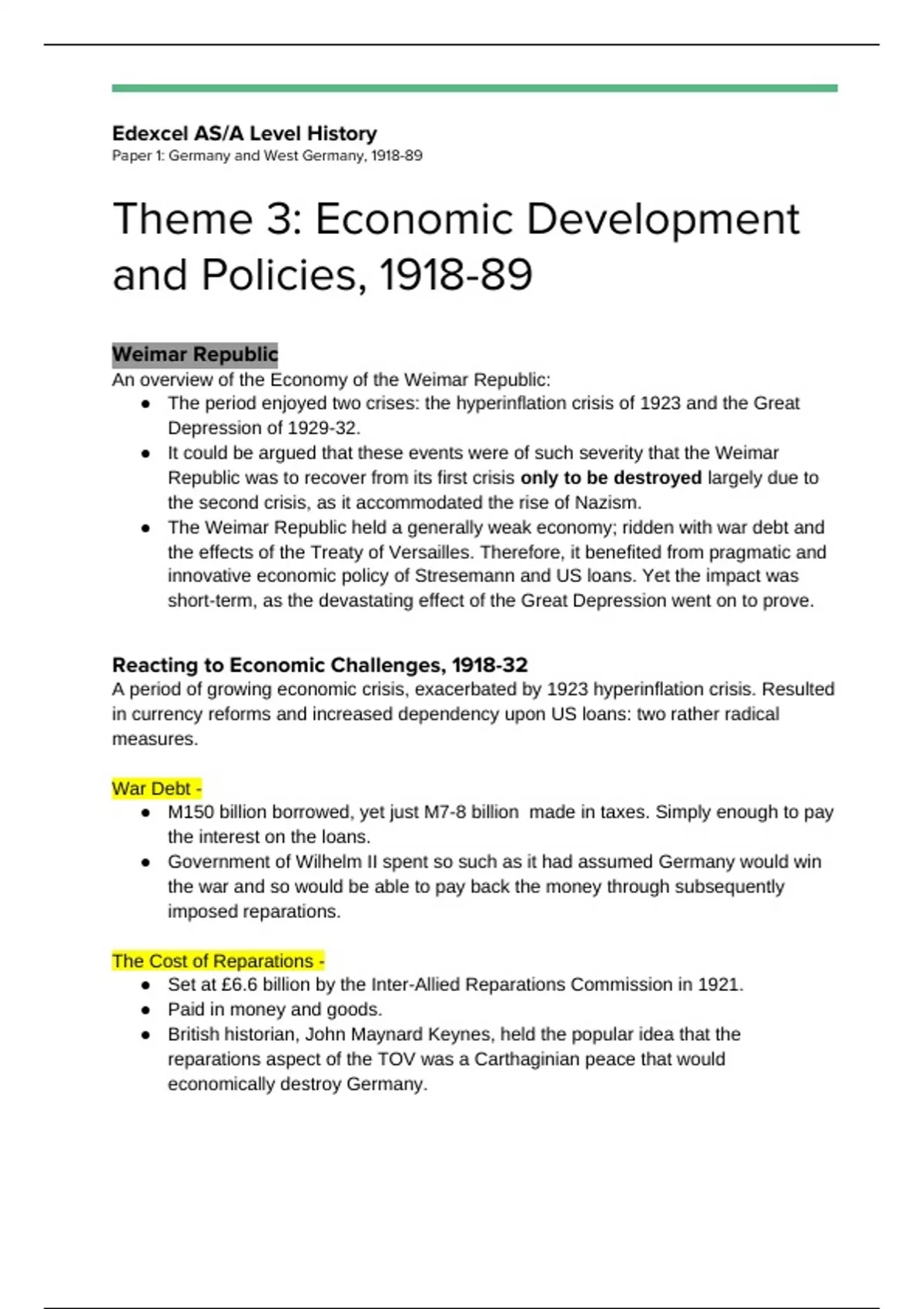 COMPLETE STUDY NOTES: Edexcel AS/A Level History - Paper 1, Route G ...