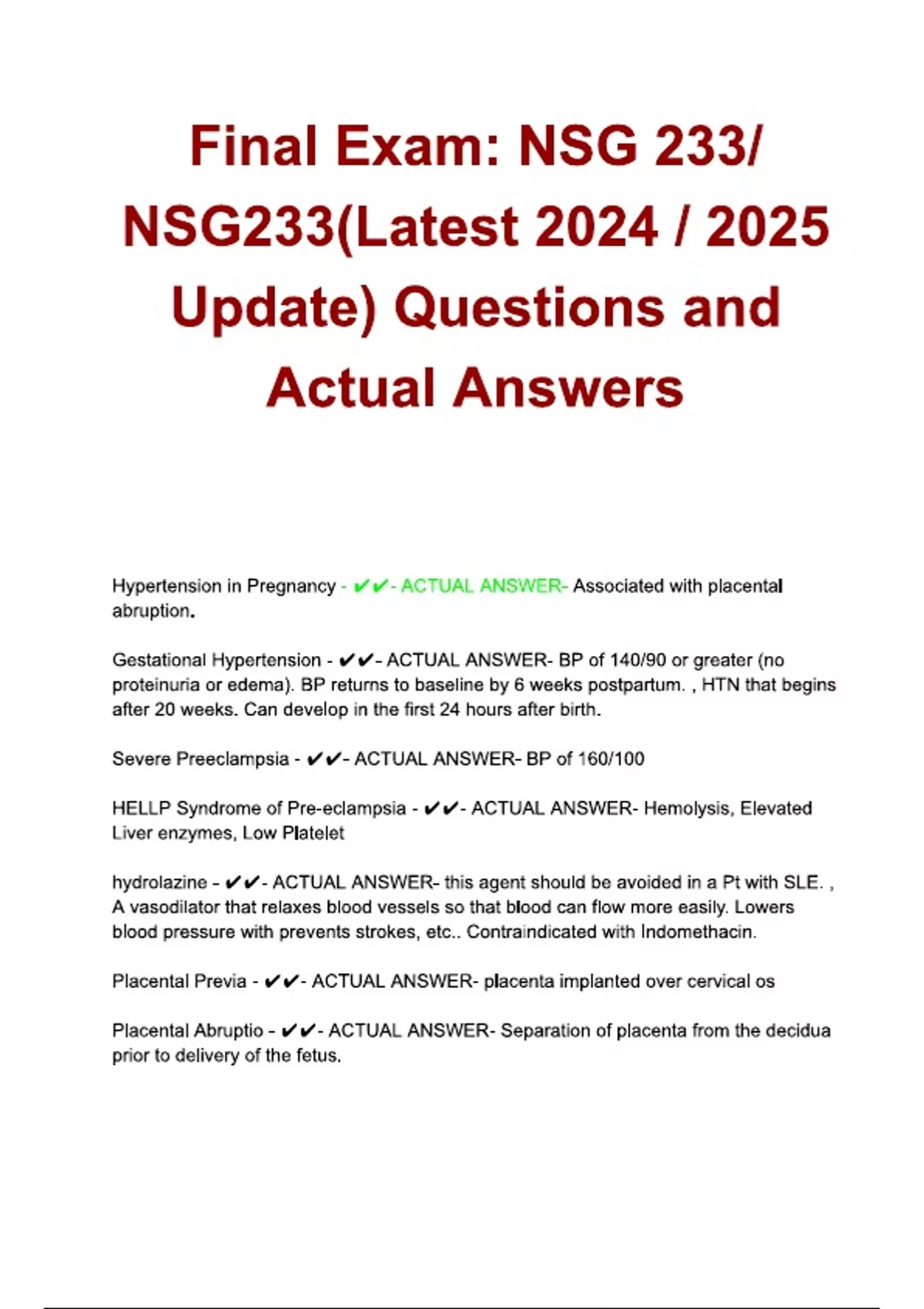 Final Exam: NSG223 / NSG 223 (Latest 2024 / 2025 Update) Medical ...