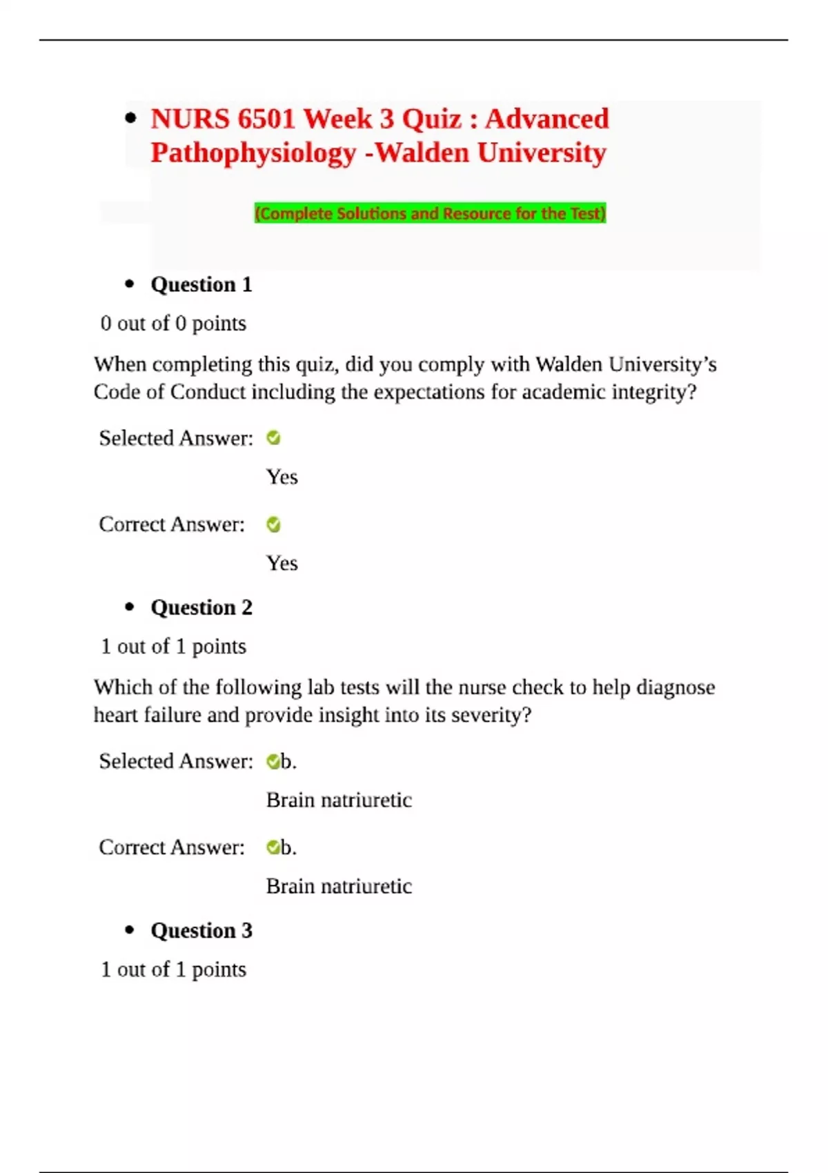 NURS 6501 Week 3 Quiz - Advanced Pathophysiology -Walden University ...