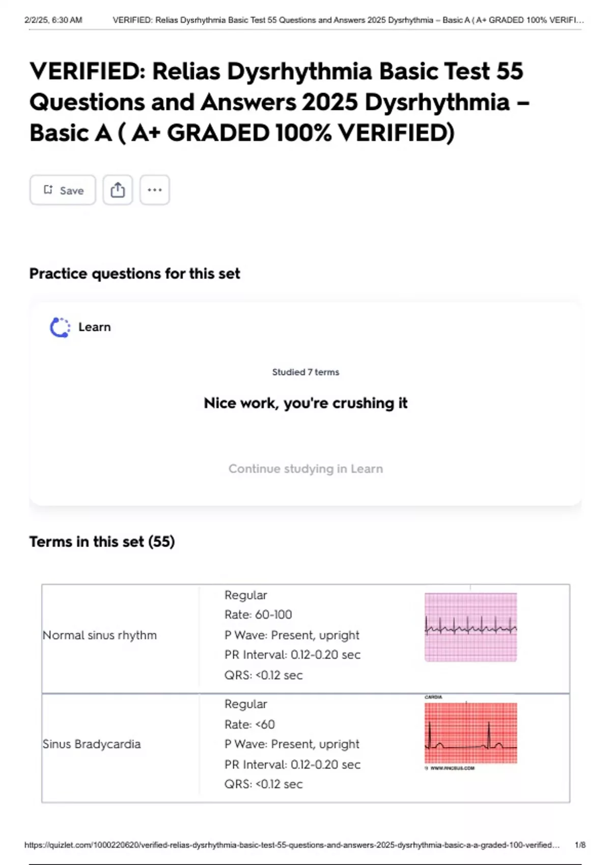 VERIFIED: Relias Dysrhythmia Basic Test 55 Questions and Answers 2025 ...