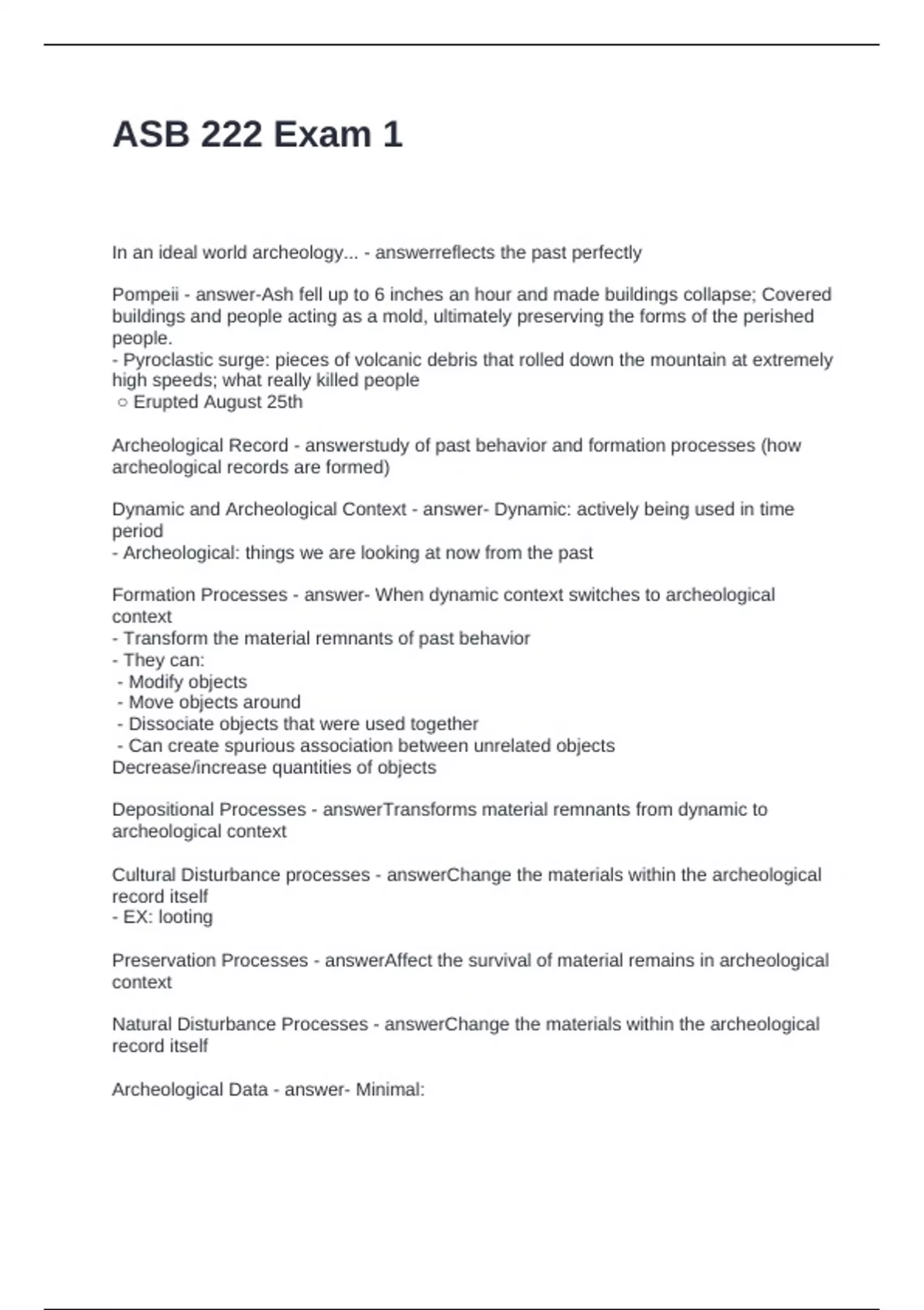 ASB 222 Exam 1 Questions with Correct Answers - ASB 222 - Stuvia US