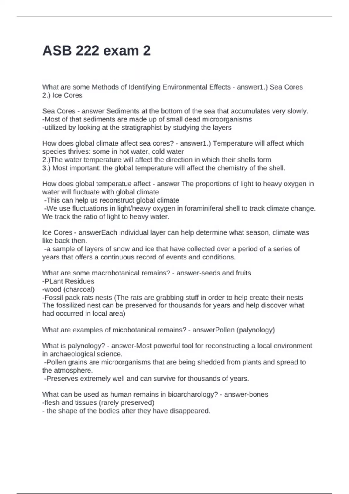 ASB 222 exam 2 Questions and Answers 100% Accurate - ASB 222 - Stuvia US