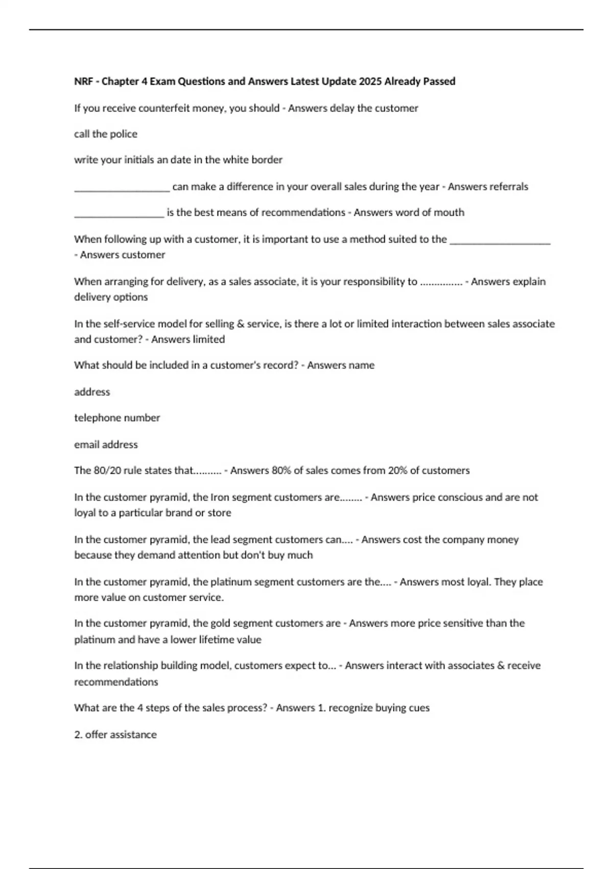 NRF - Chapter 4 Exam Questions and Answers Latest Update 2025 Already ...