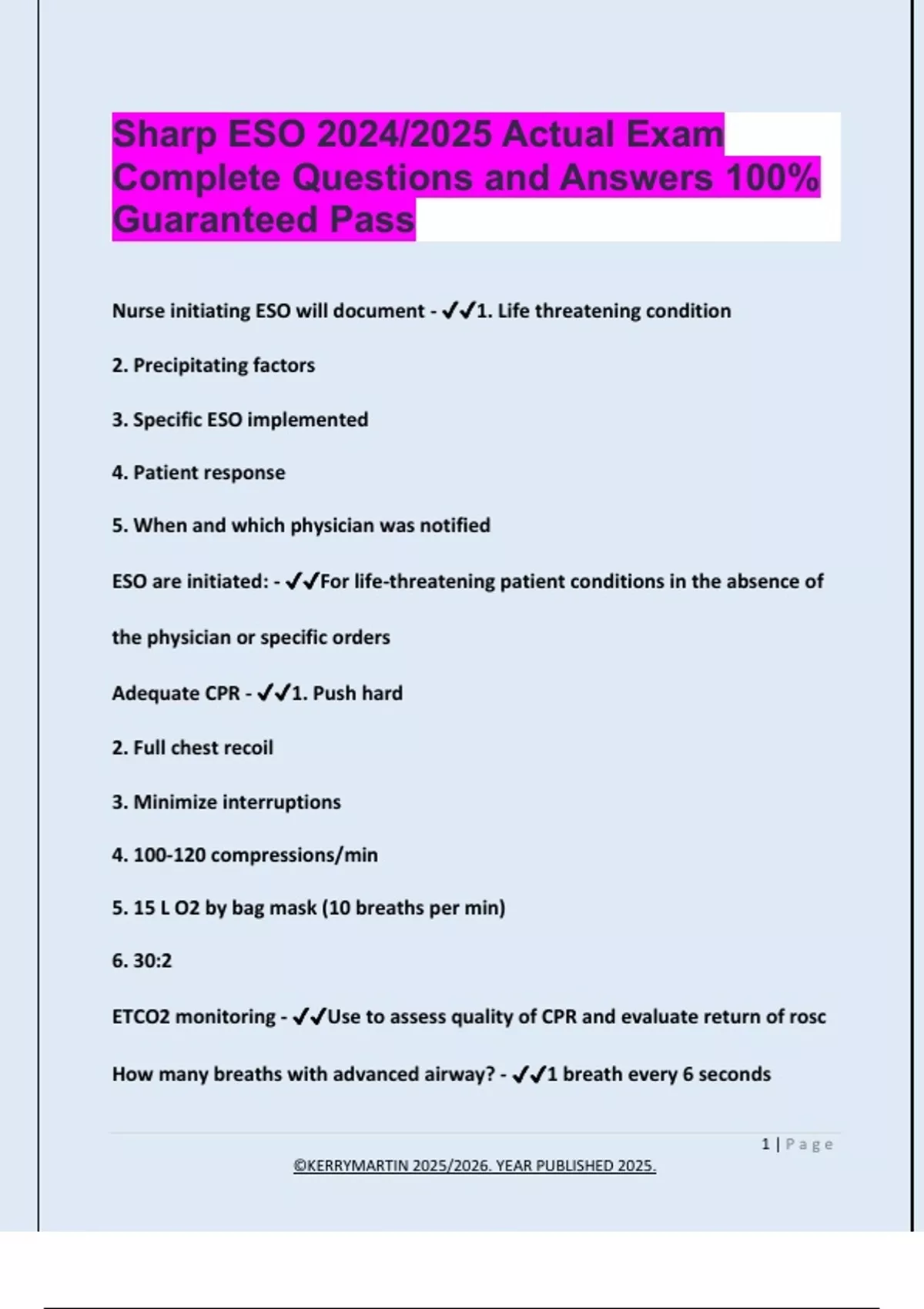Sharp ESO 2024/2025 Actual Exam Complete Questions and Answers 100% ...