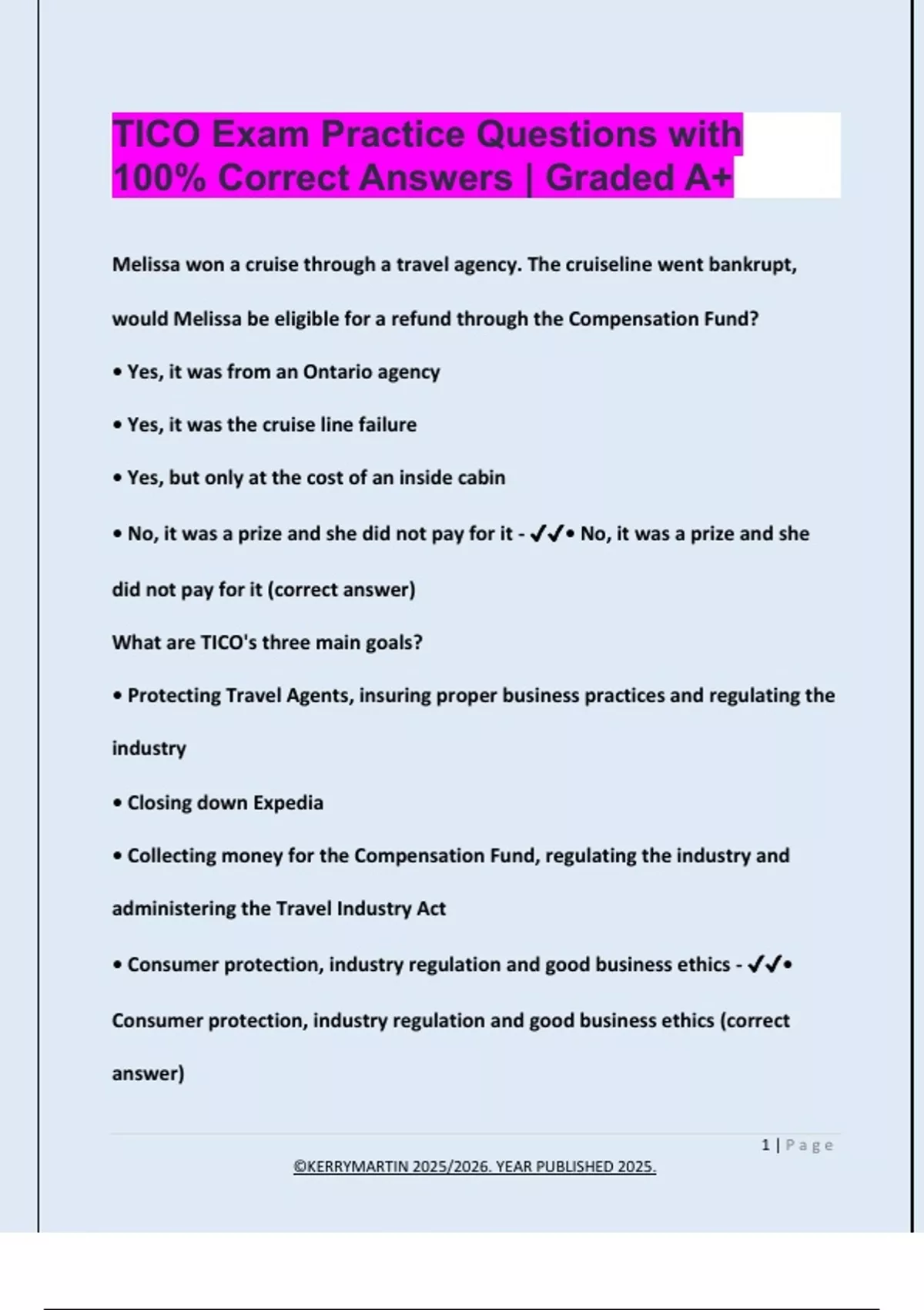 TICO Exam Practice Questions with 100% Correct Answers | Graded A+ ...