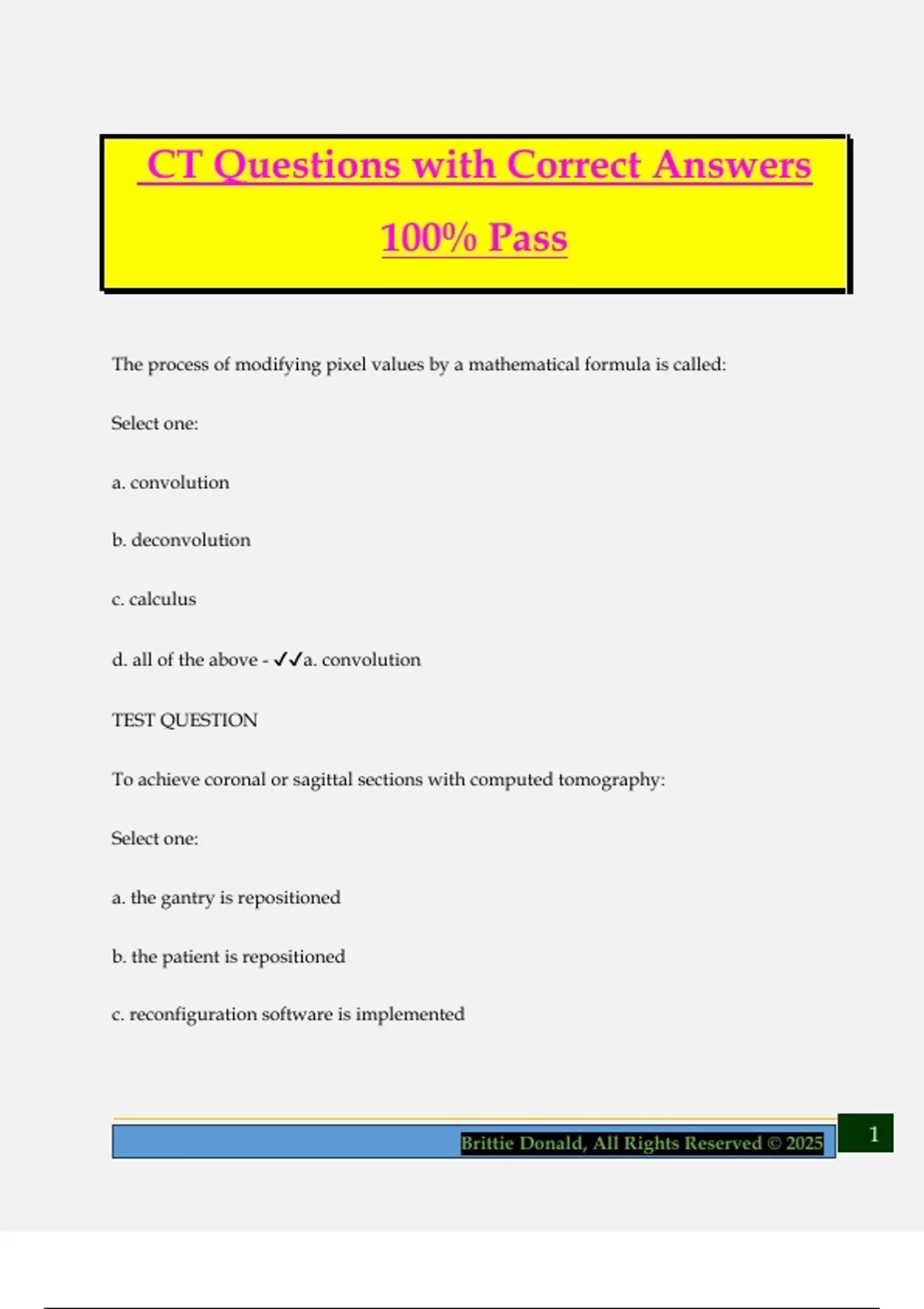 CT Questions with Correct Answers 100% Pass - CT Real Estate - Stuvia US