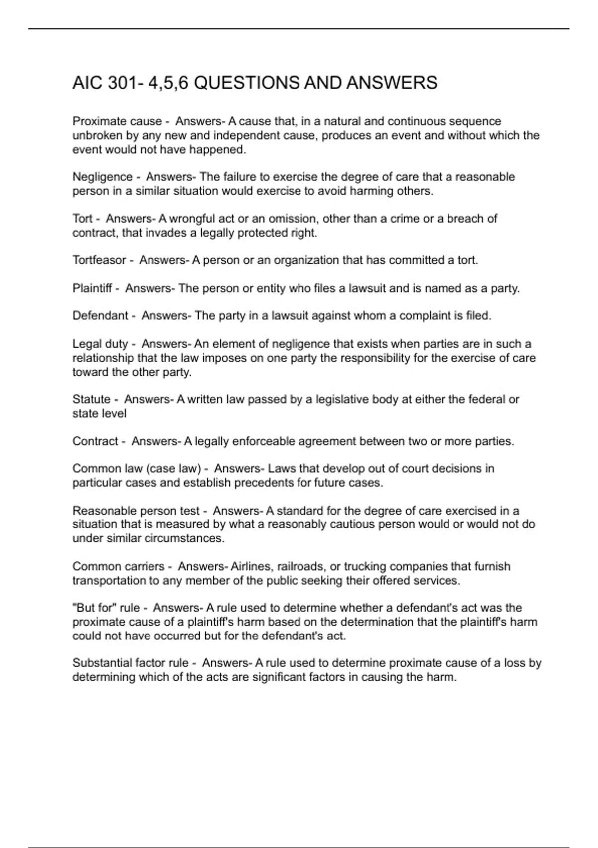 AIC 301- 4,5,6 QUESTIONS AND ANSWERS - AIC 301 - Stuvia US