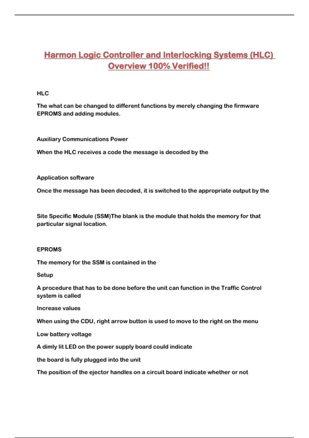 Harmon Logic Controller and Interlocking Systems (HLC) Overview 100% ...