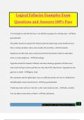 Logical Fallacies Examples Exam Questions and Answers 100% Pass - Logical Fallacies - Stuvia US