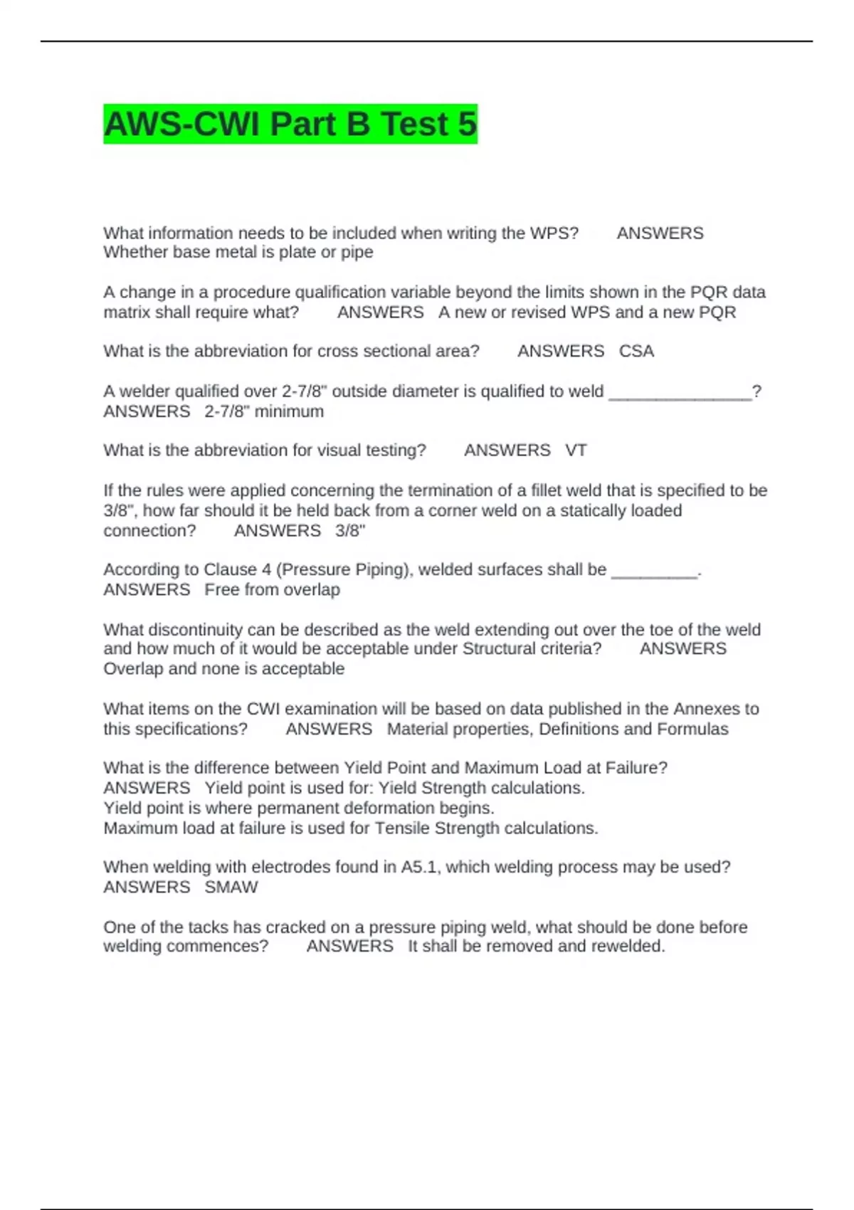 AWS-CWI Part B Test 5 Questions and Answers - CWI - Stuvia US