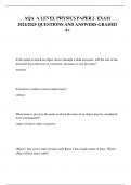 AQA A LEVEL PHYSICS PAPER 2 EXAM 2024/2025 QUESTIONS AND ANSWERS GRADED ...