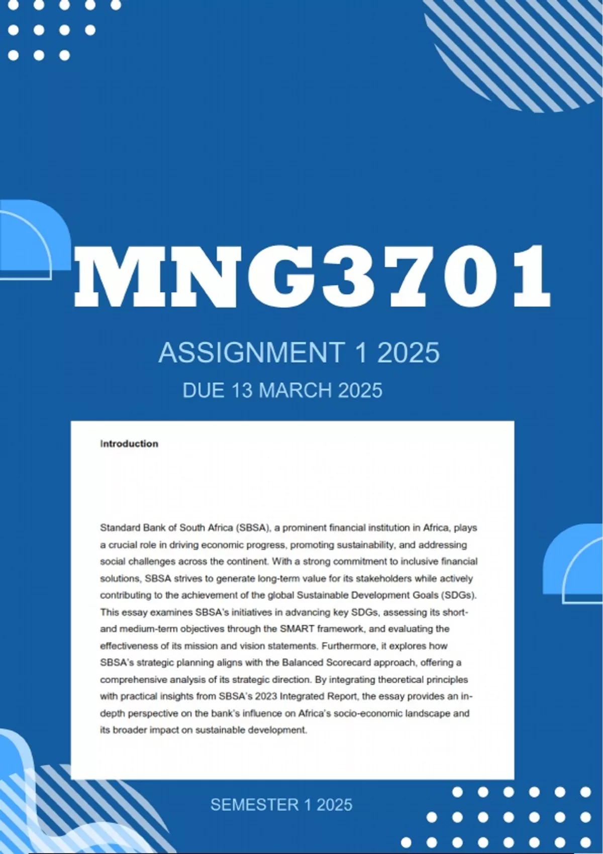 MNG3701 Assignment 1 Semester 1 2025 | Due 31 March 2025 - Strategic ...