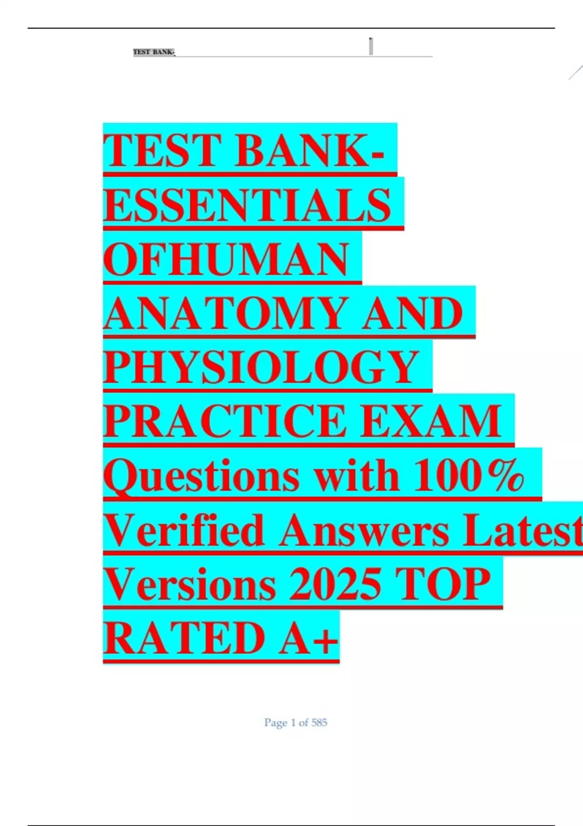 Test Bank Essentials Ofhuman Anatomy And Physiology Practice Exam