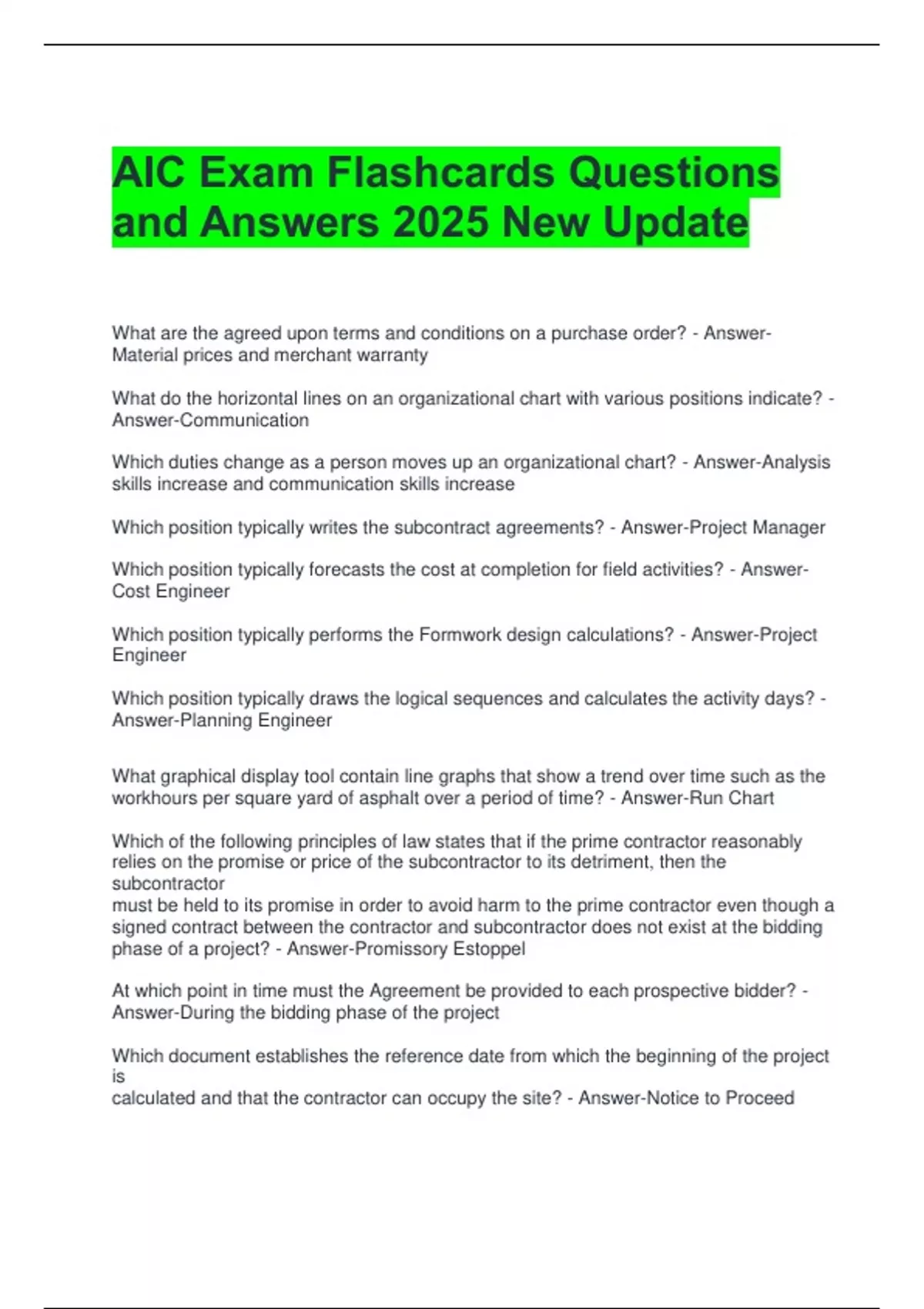 AIC Exam Flashcards Questions and Answers 2025 New Update - AIC - Stuvia US