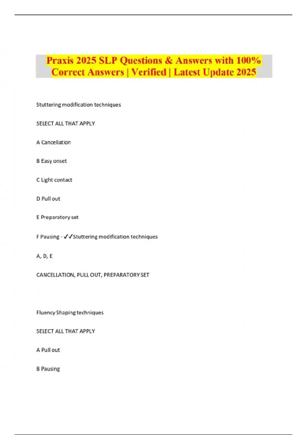 Praxis 2025 SLP Questions & Answers with 100% Correct Answers ...