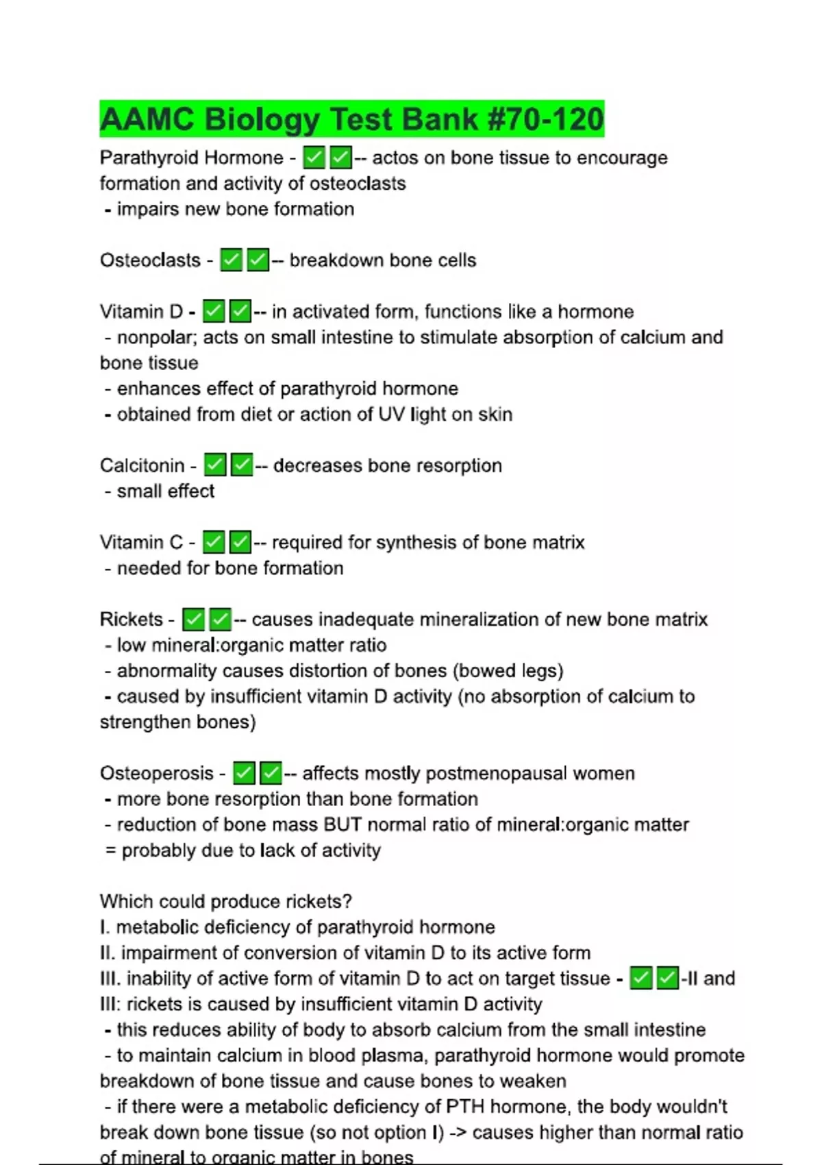 AAMC Biology Test Bank -70-120 Questions and Answers Solved 100 ...