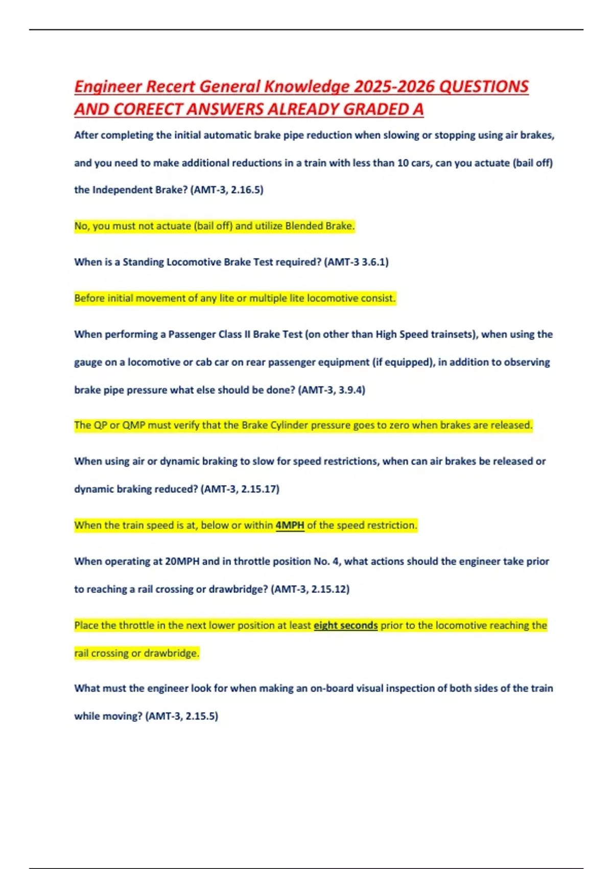 Engineer Recert General Knowledge QUESTIONS AND COREECT ANSWERS ALREADY ...