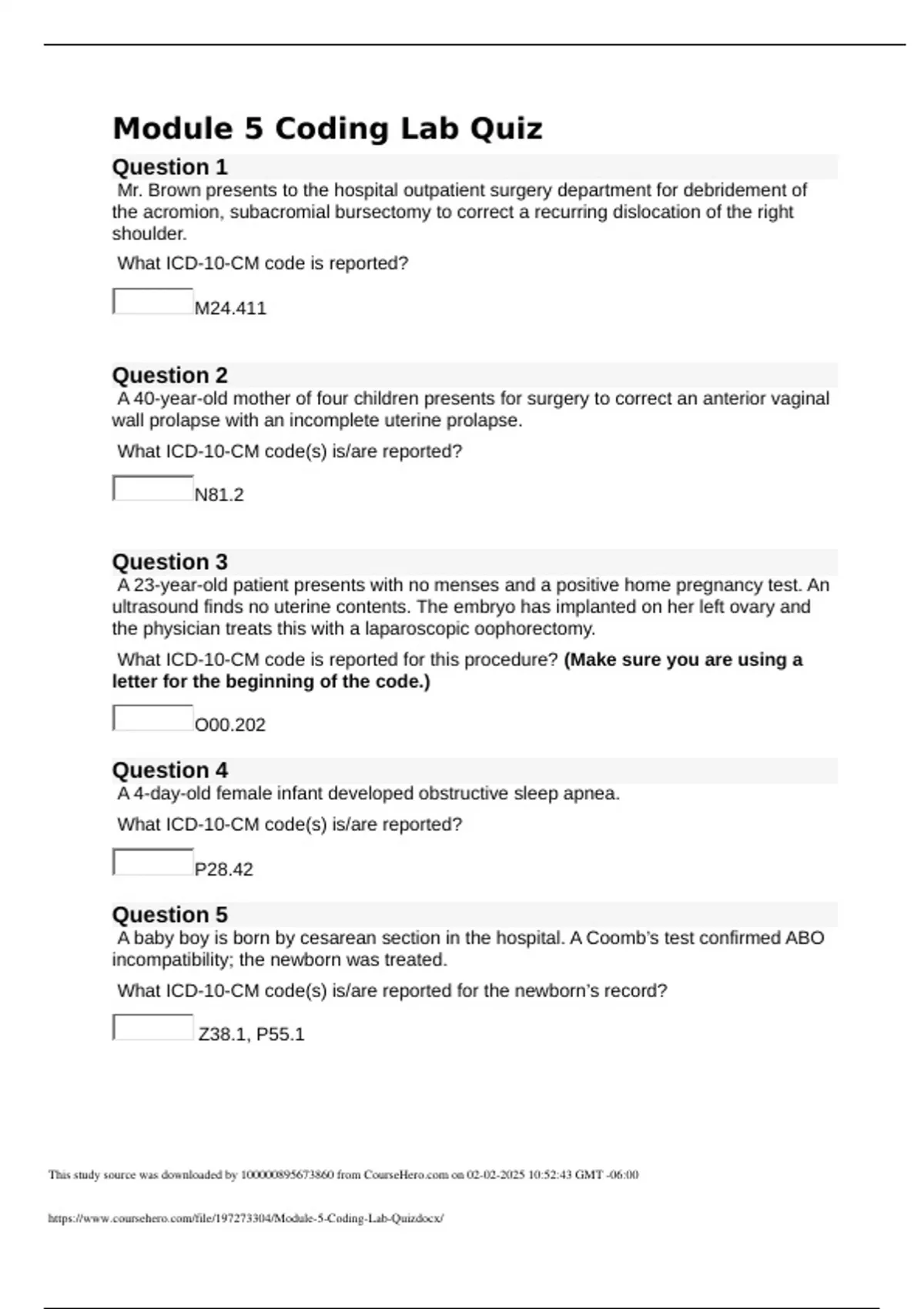 HIT-205 Module 5 Coding Lab Quiz (100 OUT OF 100) GRADED A - HIT 205 - Stuvia US