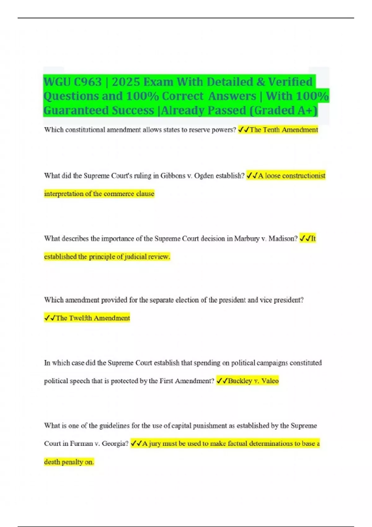 WGU C963 | 2025 Exam With Detailed & Verified Questions and 100% ...