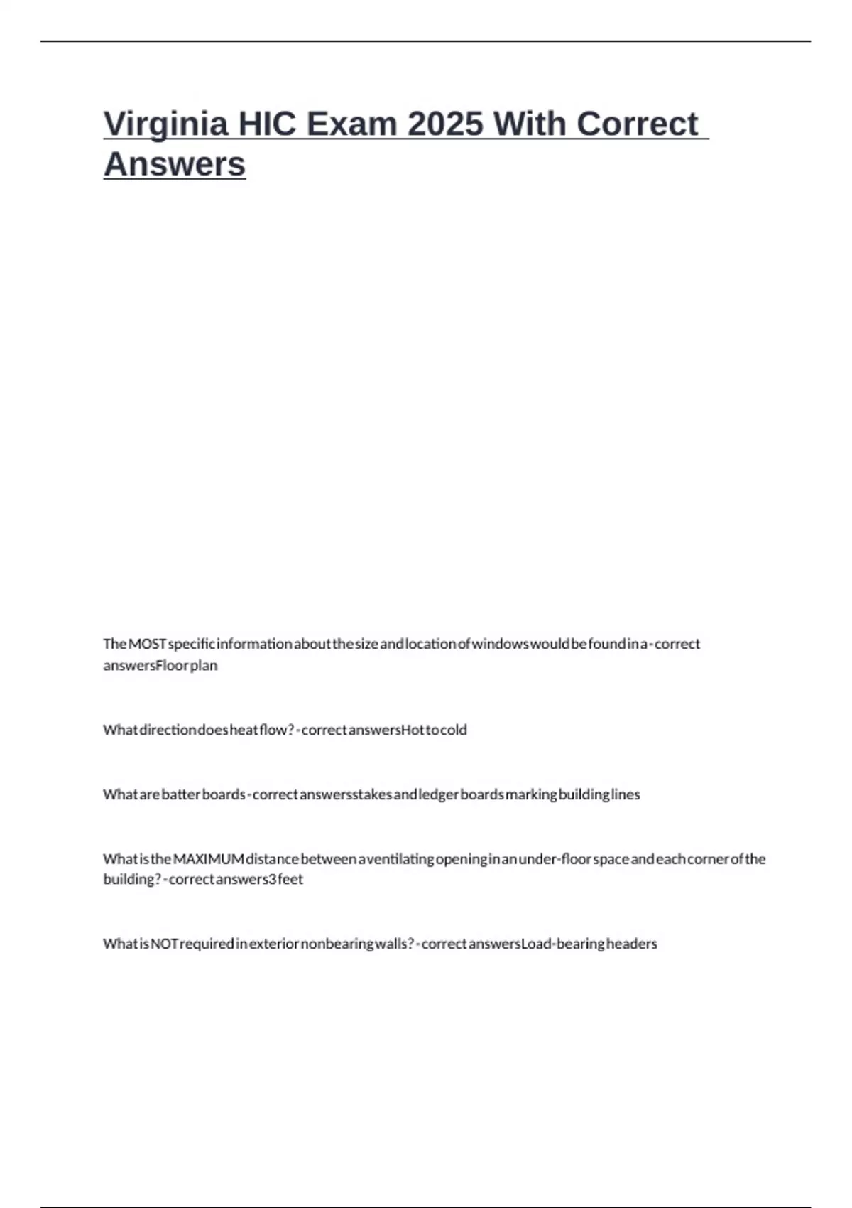 Virginia HIC Exam 2025 With Correct Answers - Virginia HIC - Stuvia US